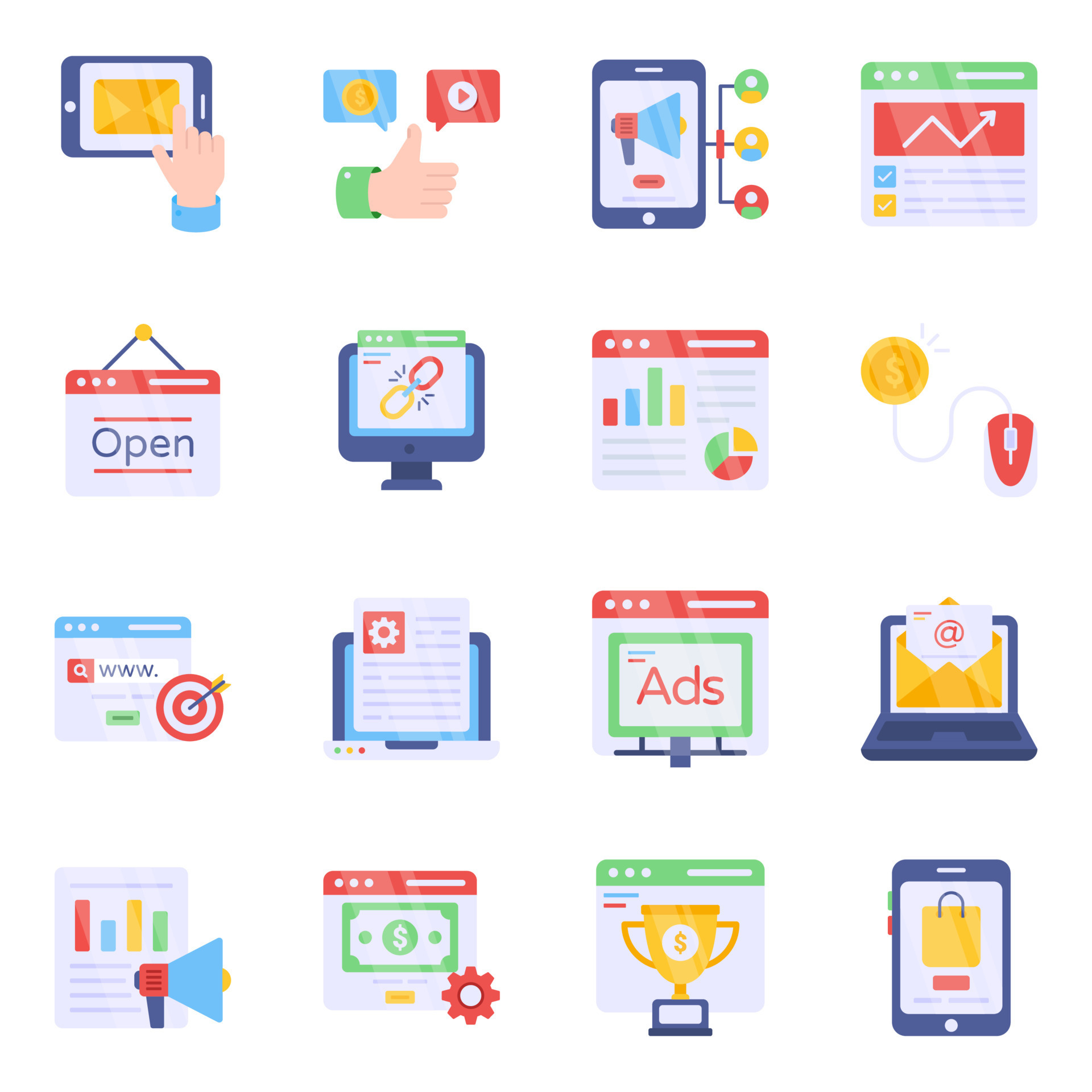 Pack of Web Flat Icons 8158432 Vector Art at Vecteezy