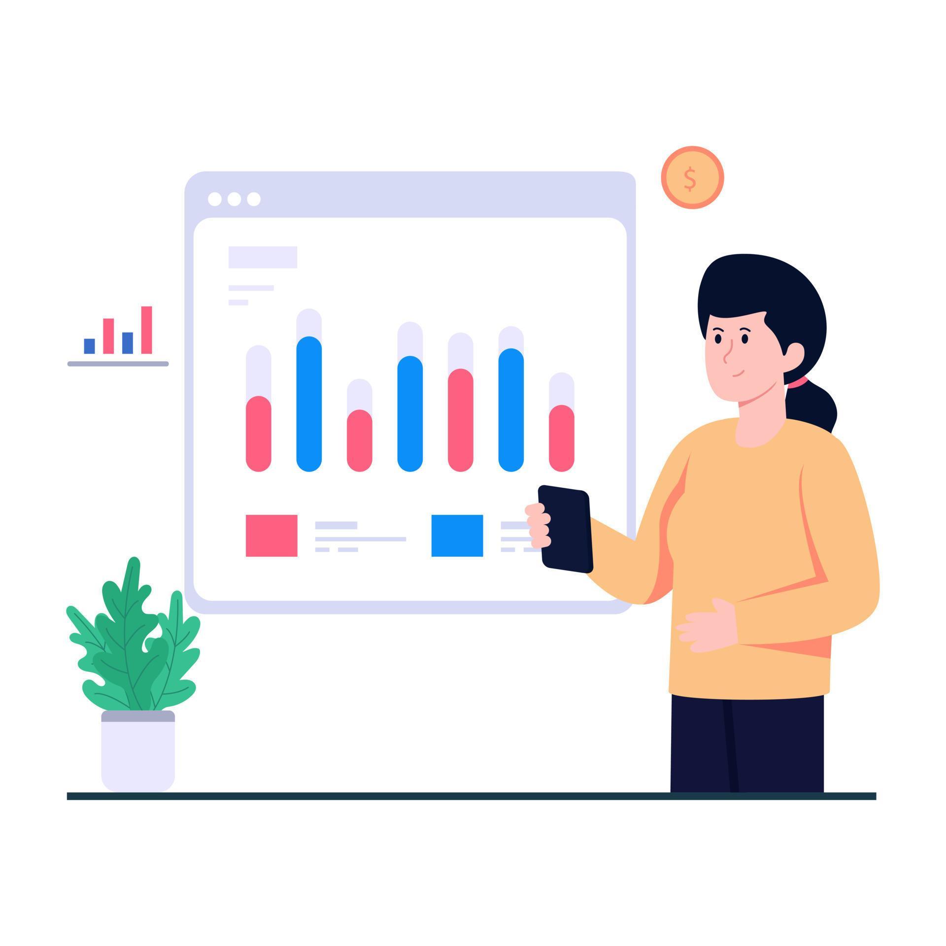 Conceptual illustration of data analyst, flat design vector 8158446 ...