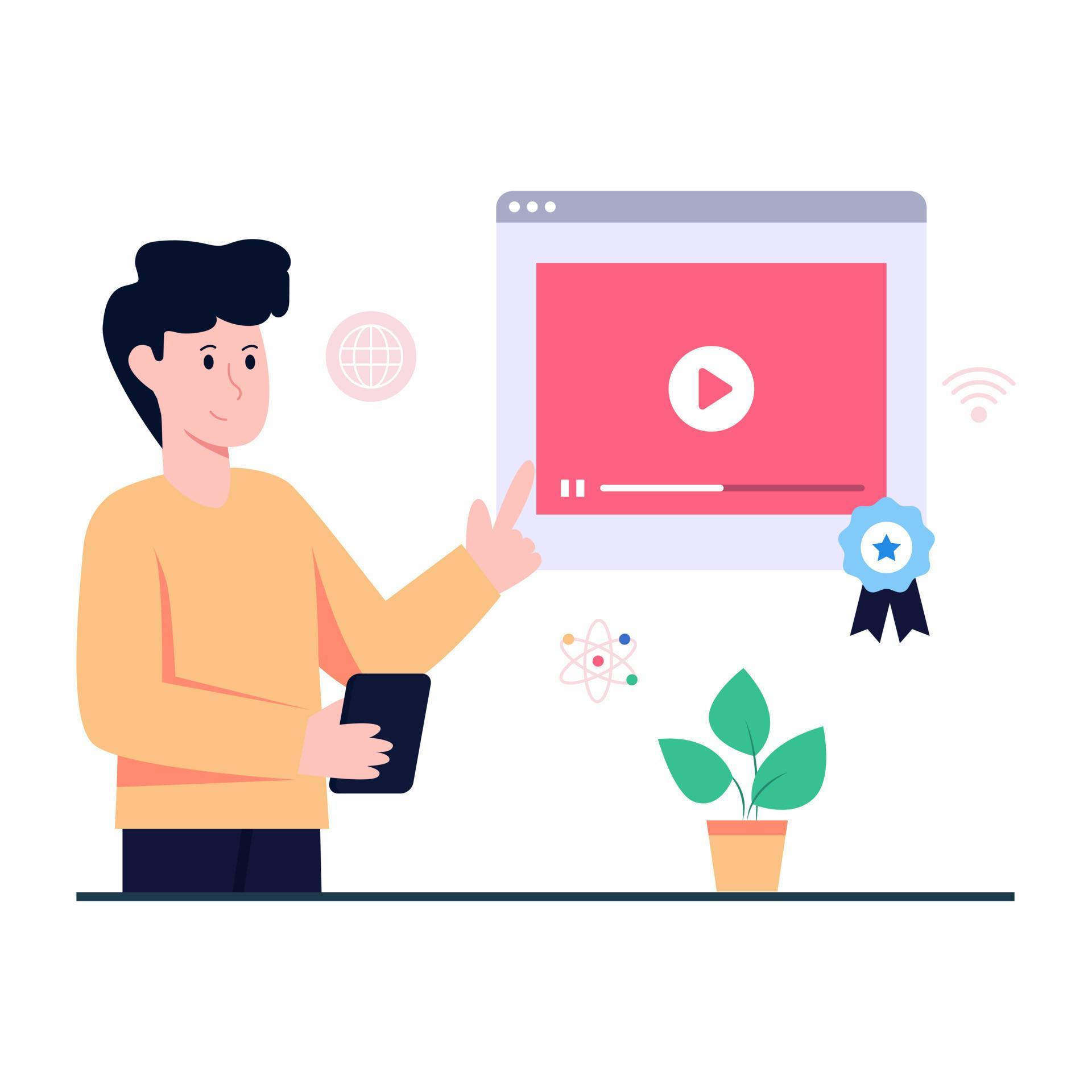 An illustration design of video tutorial 8158475 Vector Art at Vecteezy