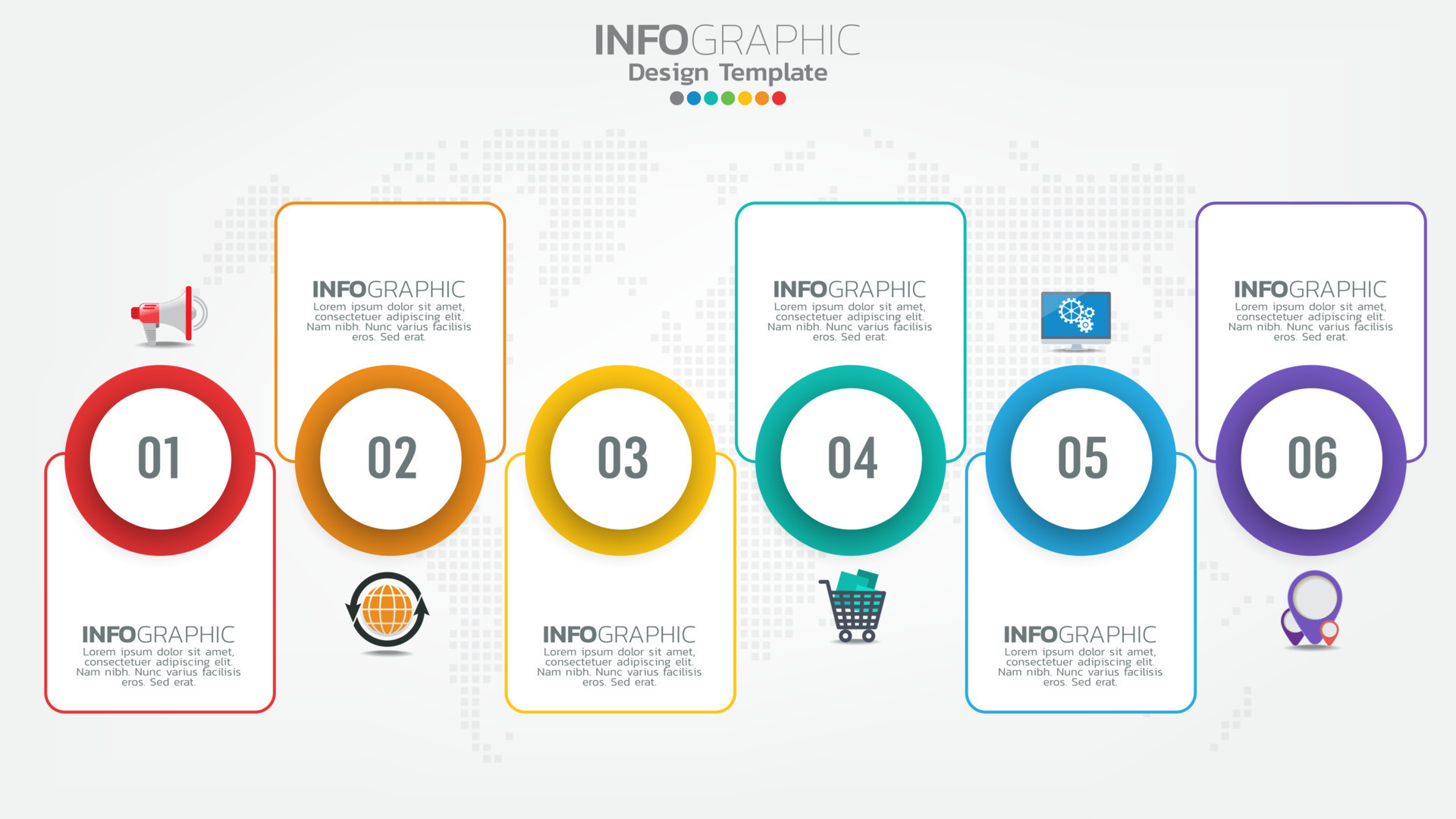 Timeline infographics template with 6 elements workflow process chart ...