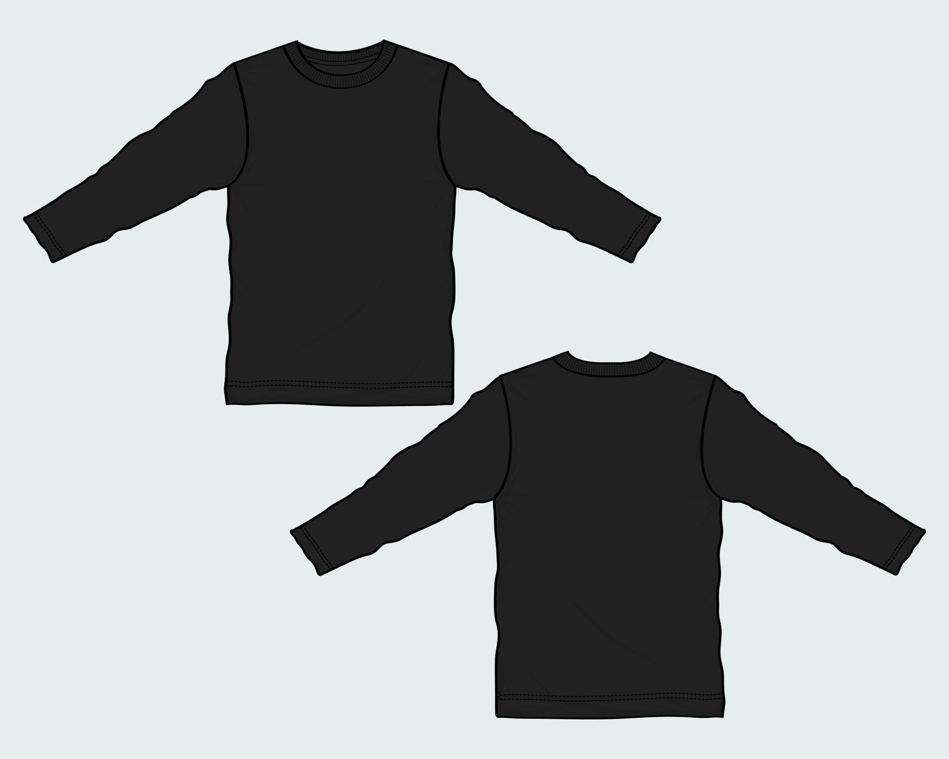 Long Sleeve T Shirt Technical Fashion Flat Sketch Vector Illustration