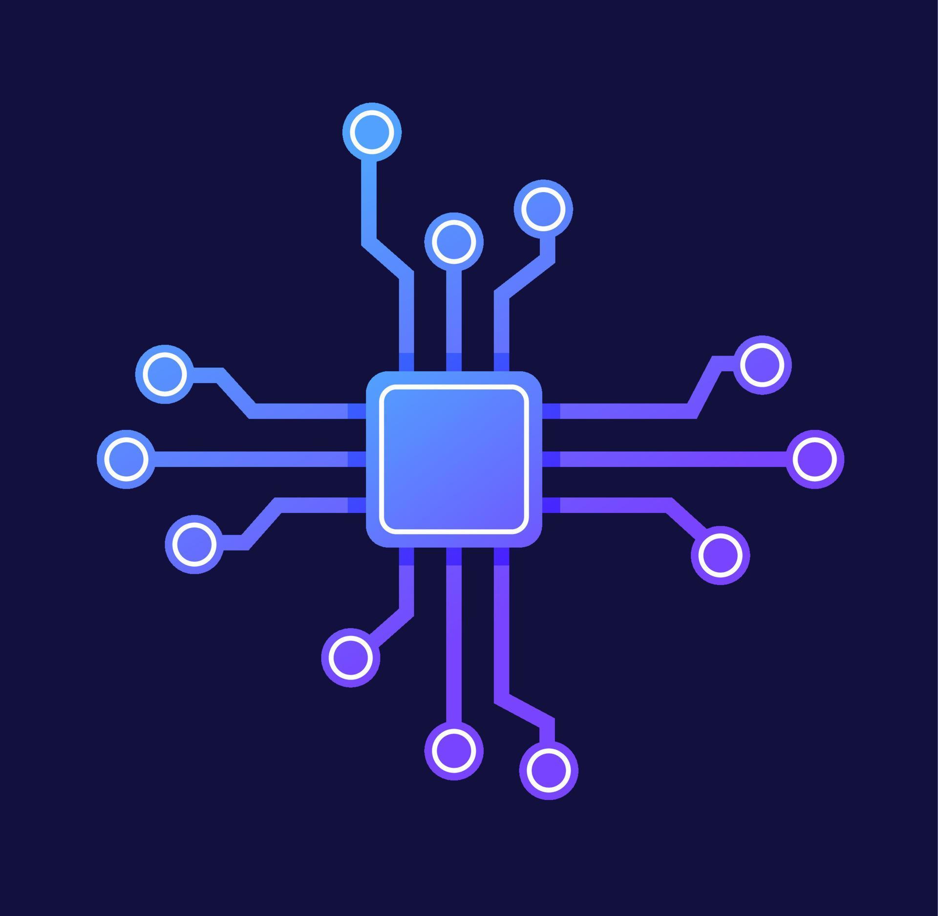 Computer Circuit Brain Processor CPU Electricity Icon Vector ...