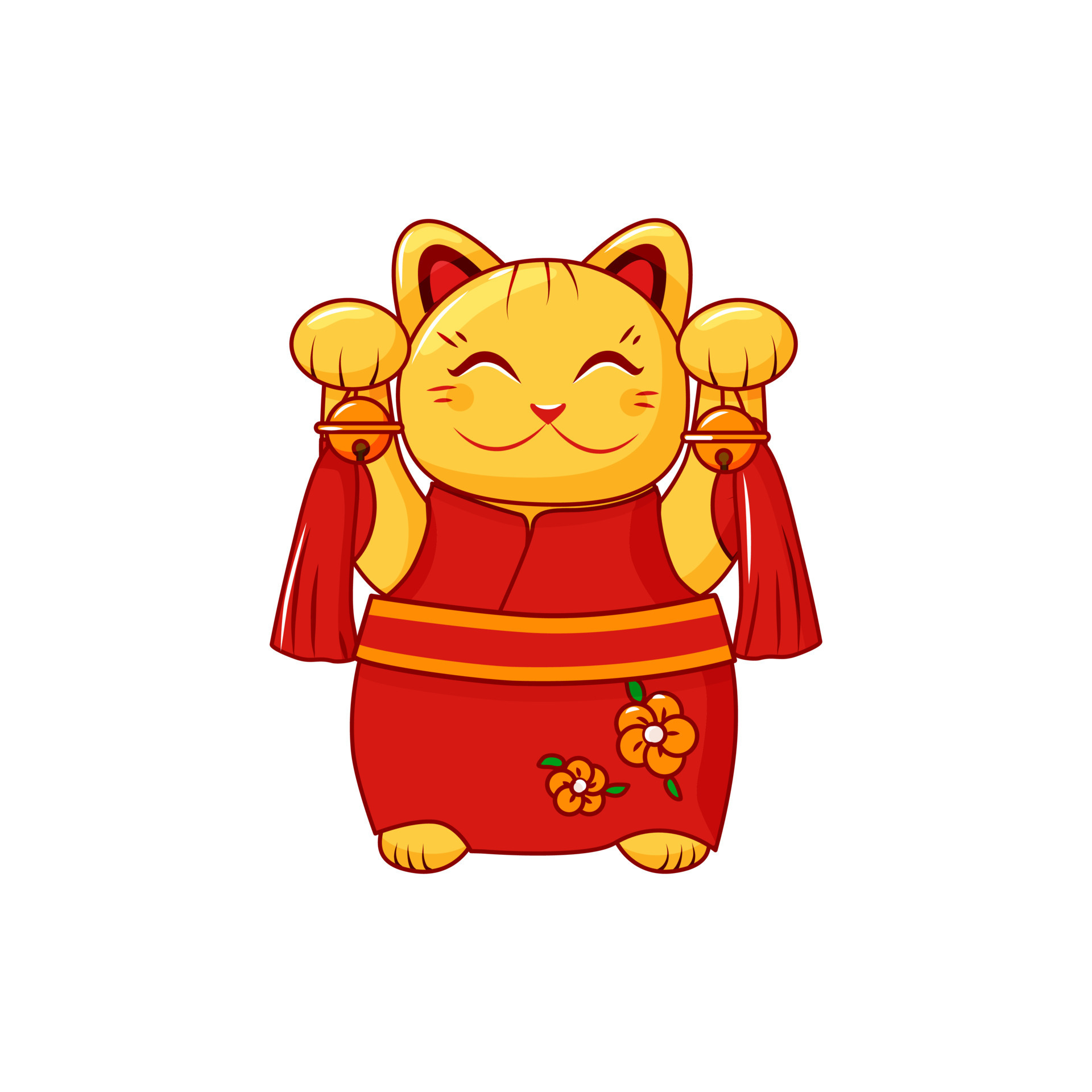 Chinese Good Luck Cat Clip Art