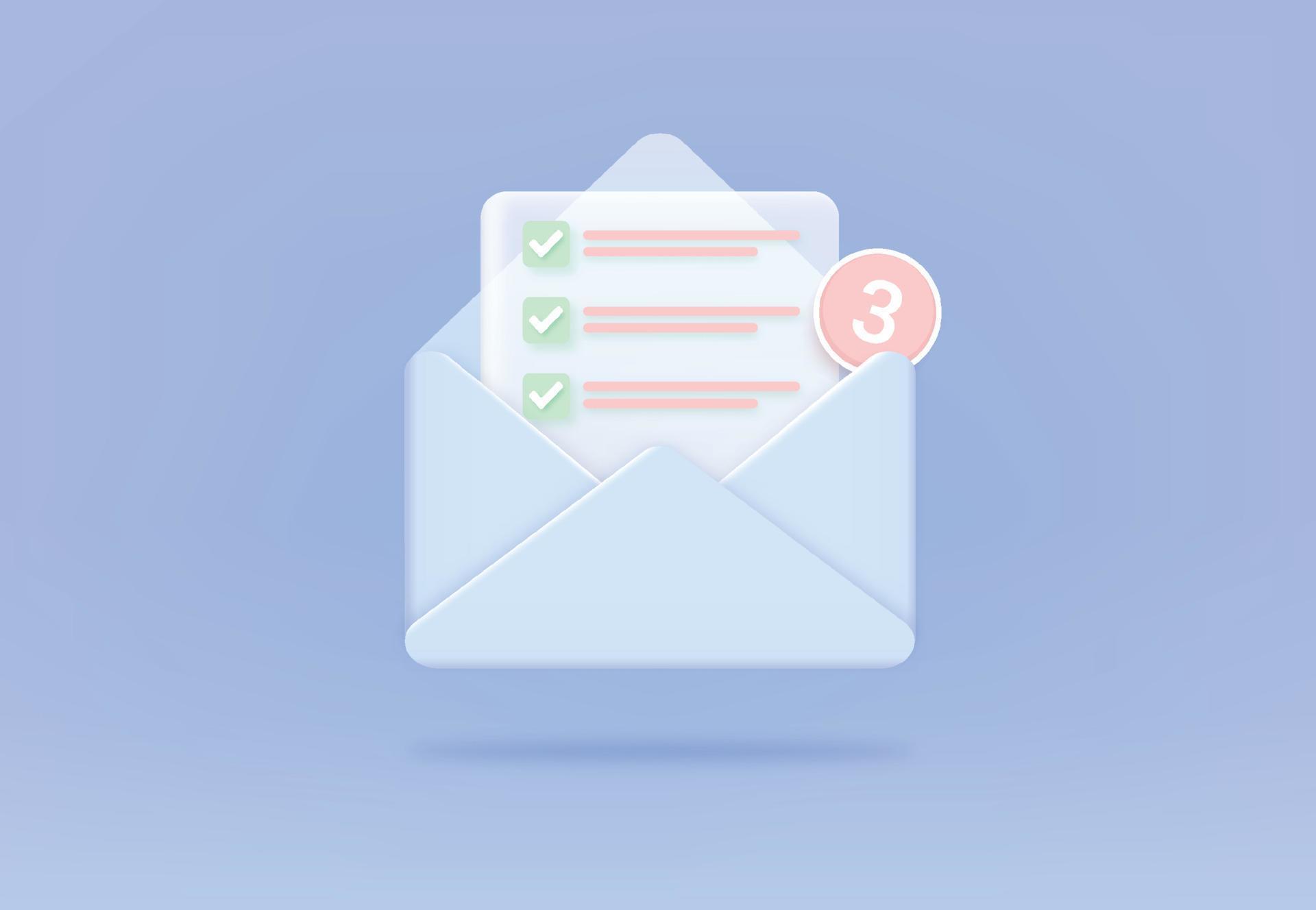 New message notification 3D icon for business. Minimal design concept ...