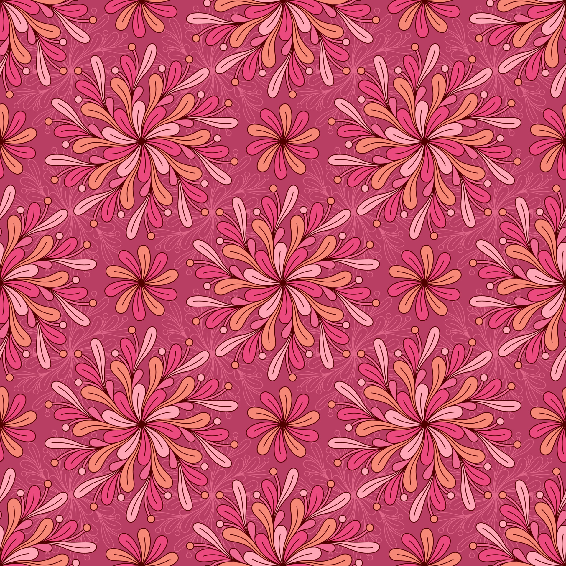 PINK SEAMLESS VECTOR BACKGROUND WITH SPIRAL ROUND MULTICOLORED ...