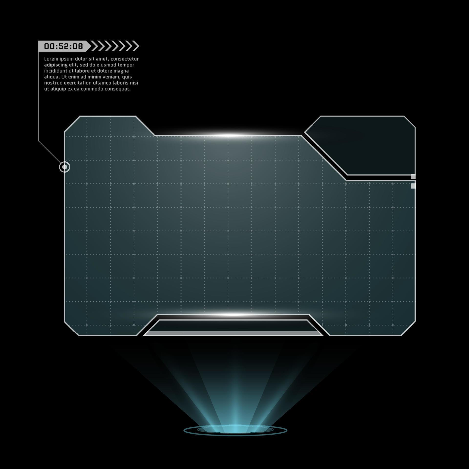 HUD digital futuristic user interface horizontal frame. Sci Fi high tech screen. Cyberpunk game ...