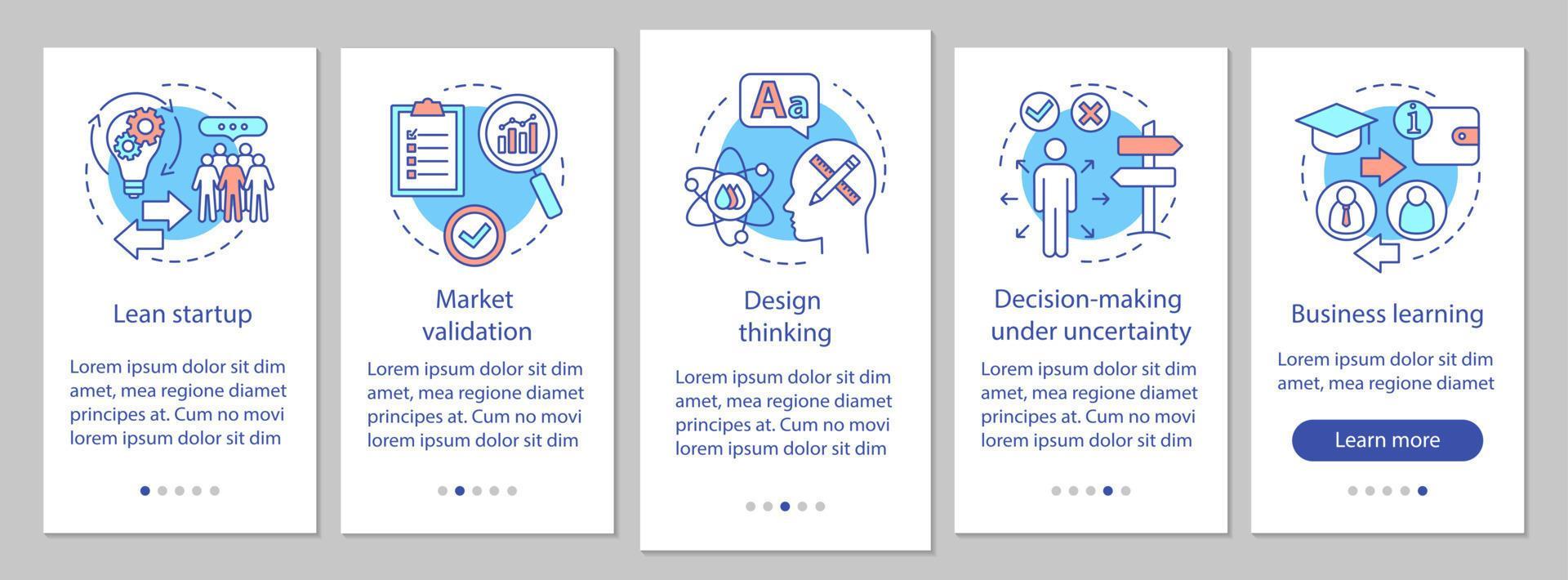 Startup Principles Onboarding Mobile App Page Screen With Linear Concepts Building Business