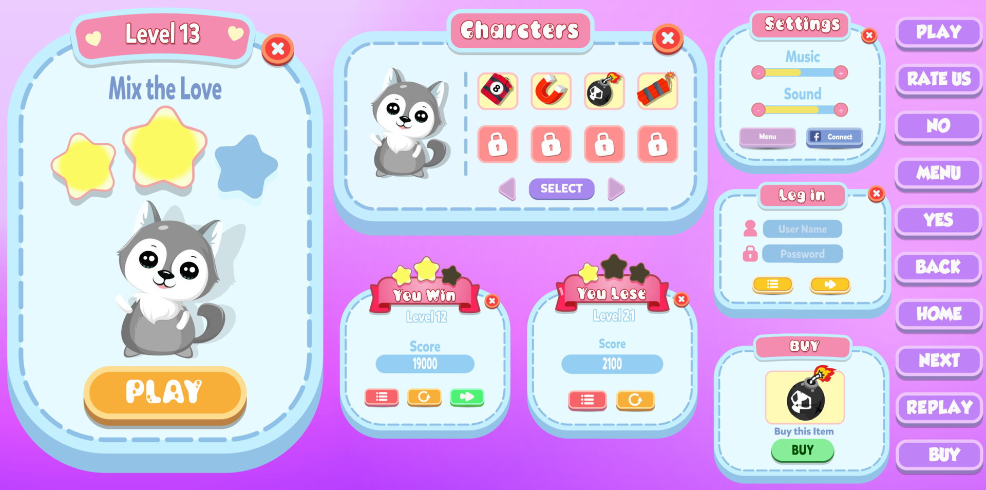 Game Ui Kit with Menus, pop up, screens and Game elements 8176836 ...