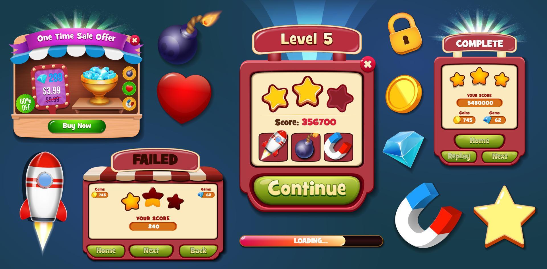 Game Ui Kit with Menus, pop up, screens and Game elements 8176886 ...