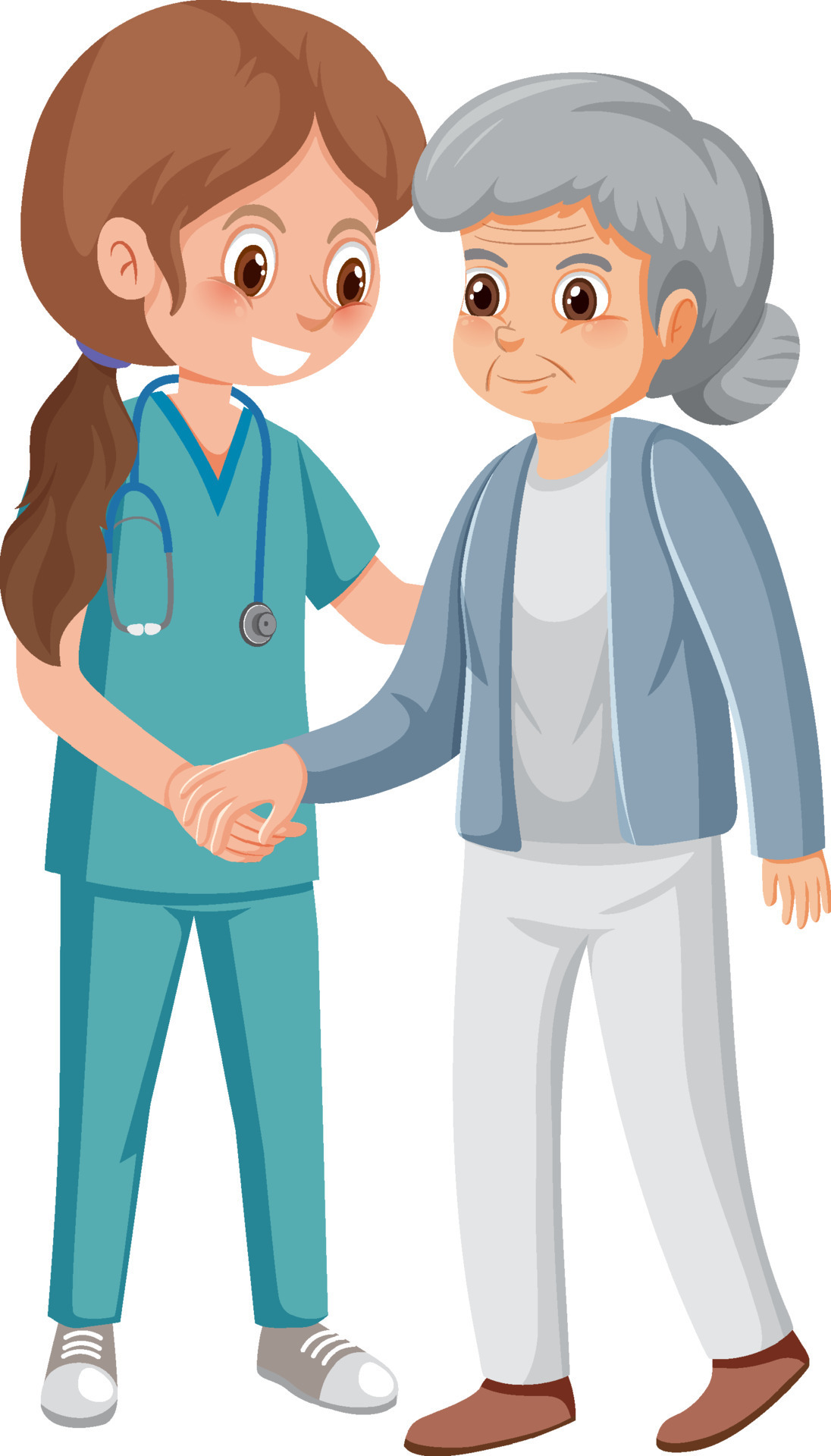 Elderly Woman With Caregiver 8188169 Vector Art At Vecteezy