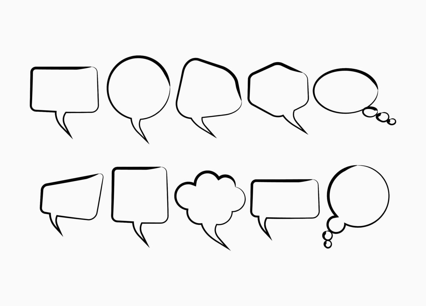 Set of speech bubbles doodles or cartoons Sketch Callout Set with Light ...