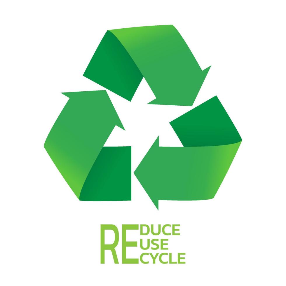 Reducir Reutilizar Reciclar Flechas Verdes Eco Símbolo Aislado Sobre Fondo Blanco 8196341 Vector