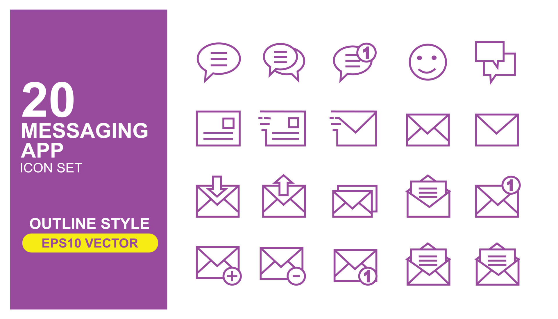 Messaging App Icon Set Suitable For User Interface Design Elements Of