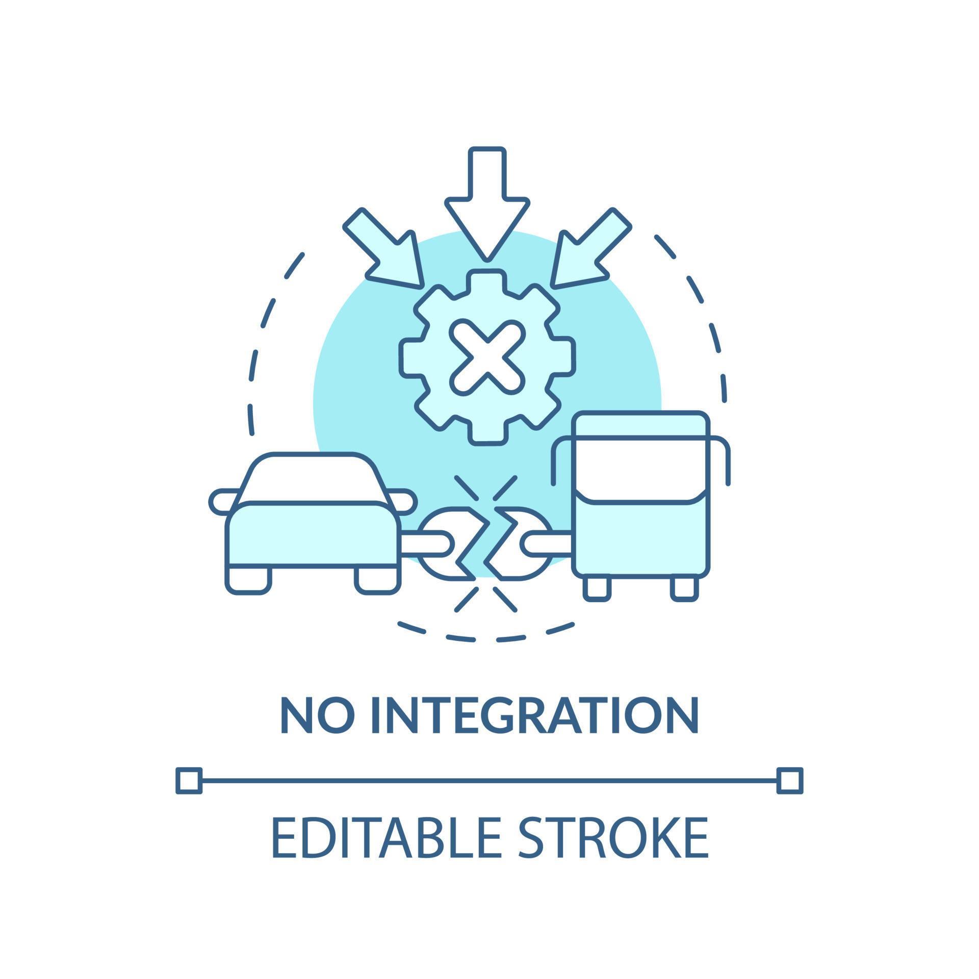 No integration turquoise concept icon. Separated services. Maas integration level abstract idea ...