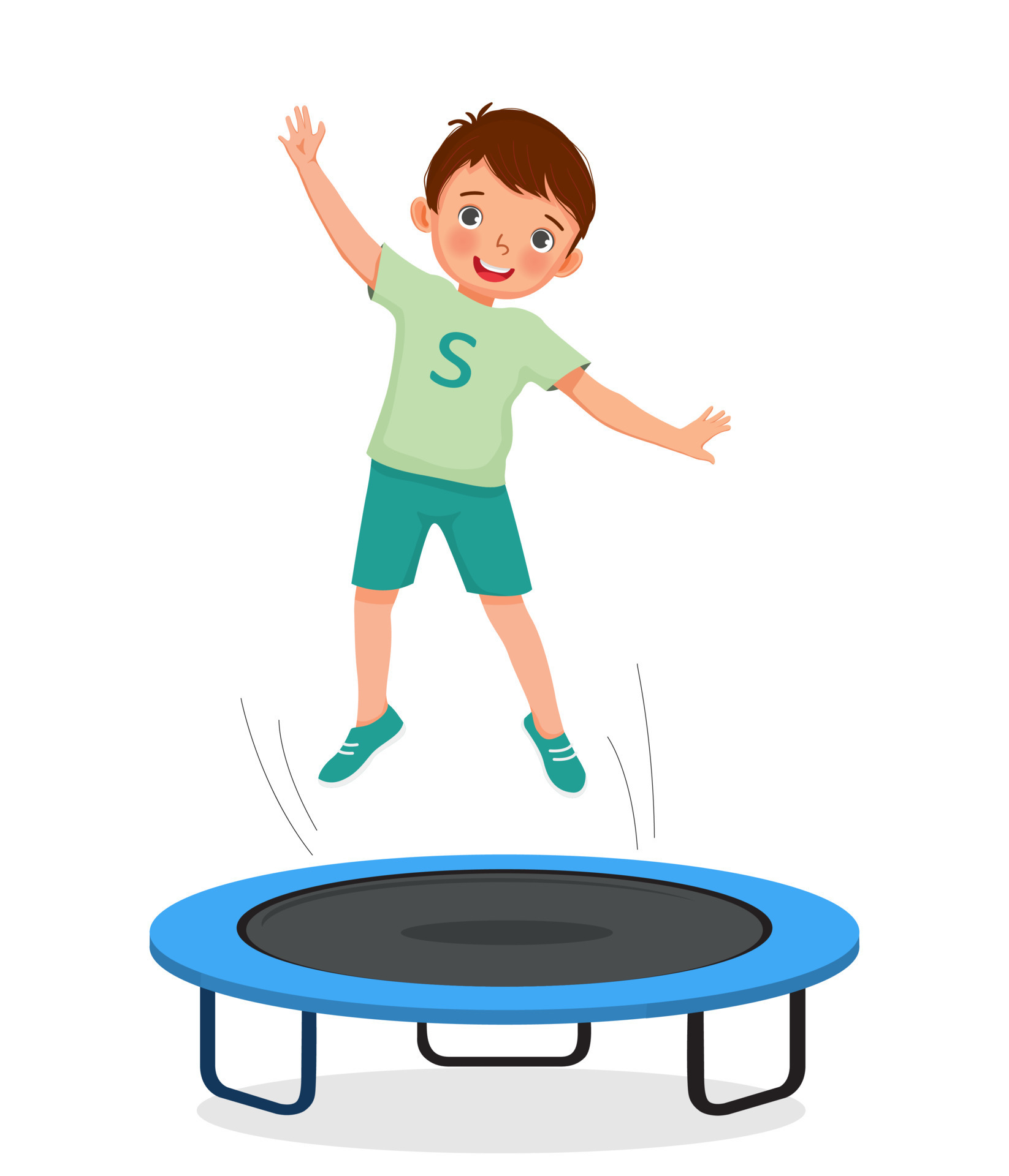 happy little boy jumping on a trampoline having fun playing outdoor ... happy little boy jumping on a trampoline having fun playing outdoor ...