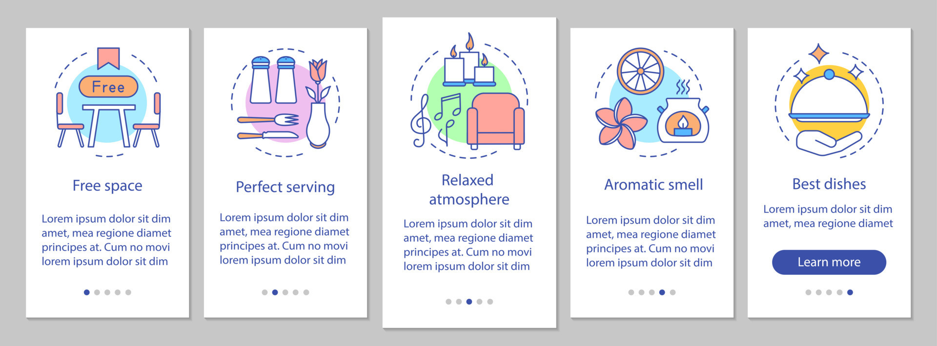 Food Service Onboarding Mobile App Page Screen Vector Template Catering Industry Restaurant