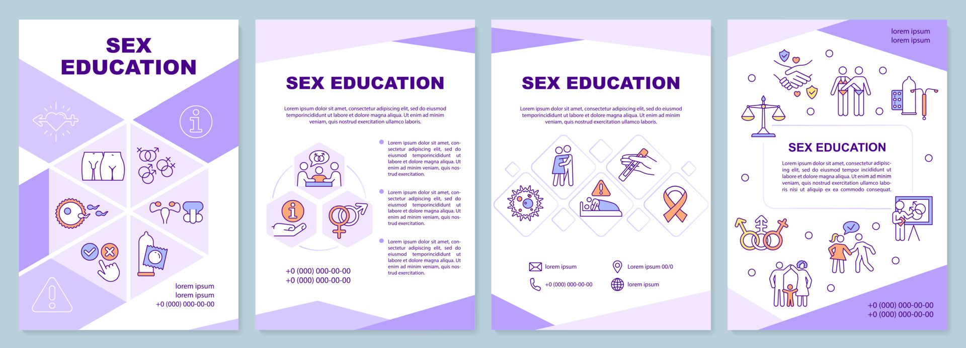Sex Education Awareness Purple Brochure Template Leaflet Design With