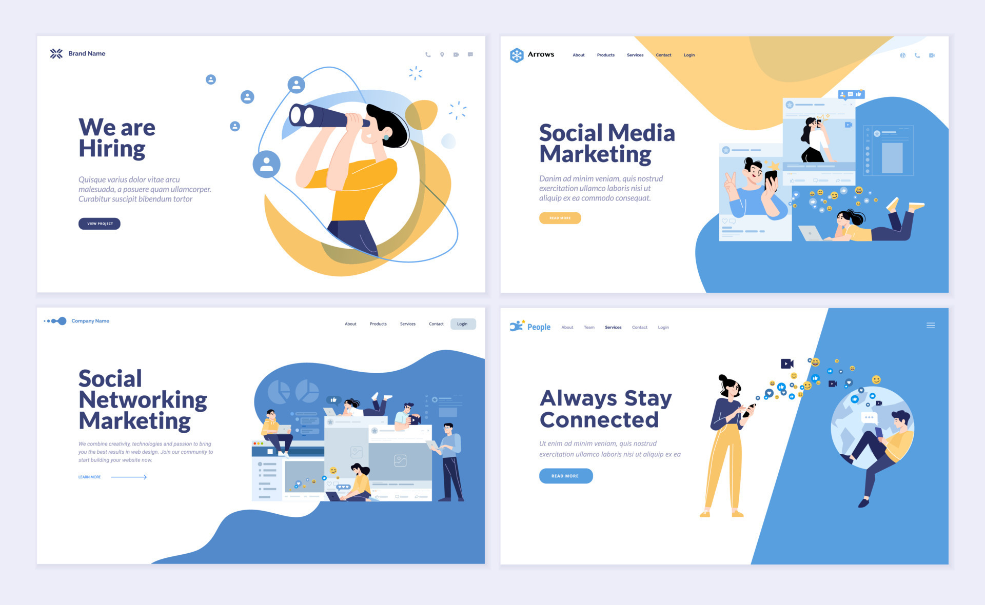 Set of web page design templates 8202386 Vector Art at Vecteezy