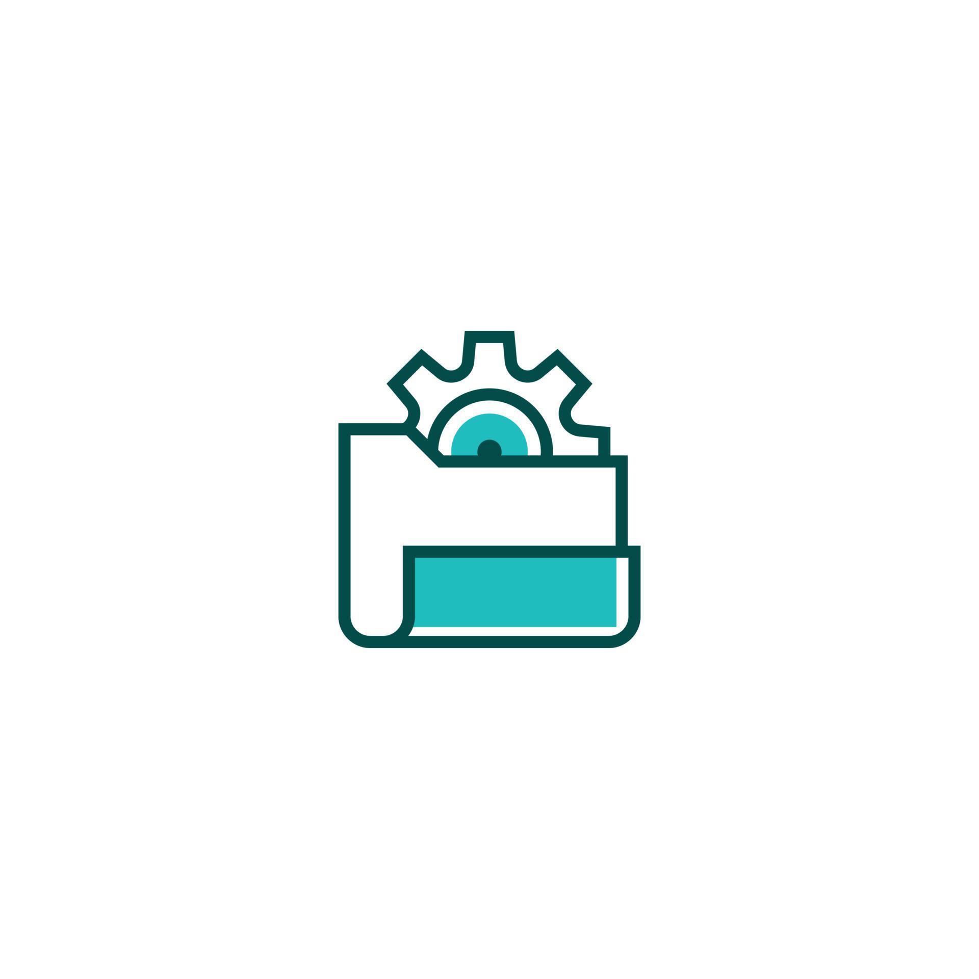 Setting Data Folder Line Icon Linear Style Sign For Mobile Concept And
