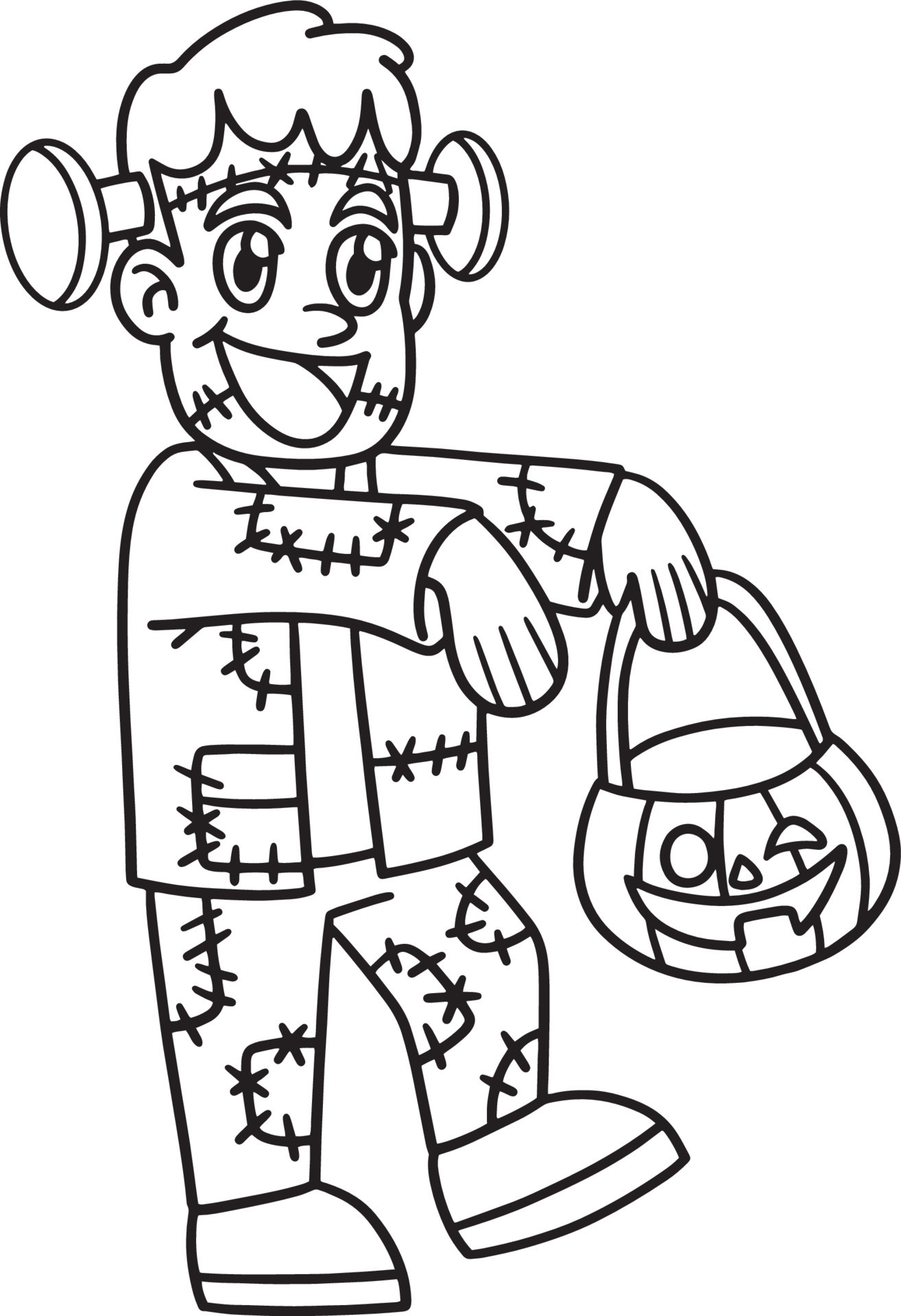 Zombie Halloween Isolated Coloring Page for Kids 8209182 Vector Art at ...