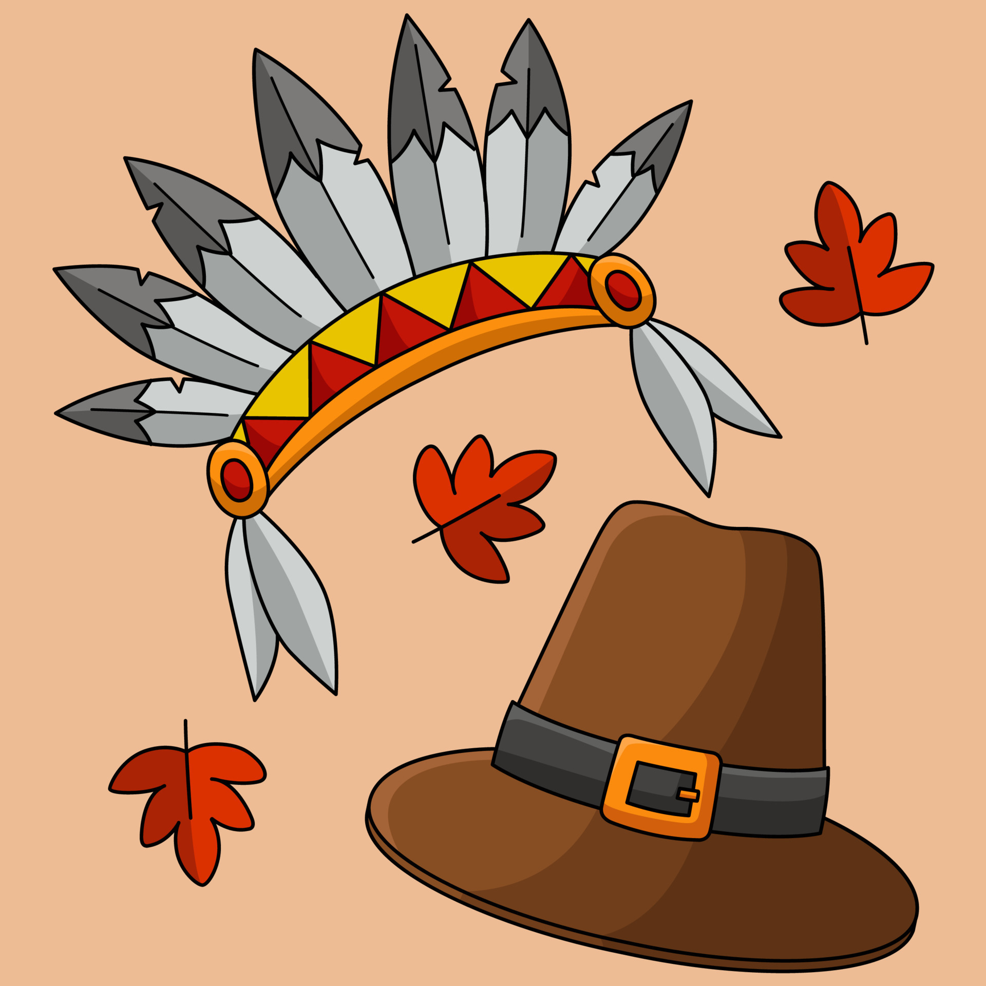 Thanksgiving Pilgrim Hat Headdress Illustration 8209205 Vector Art at ...