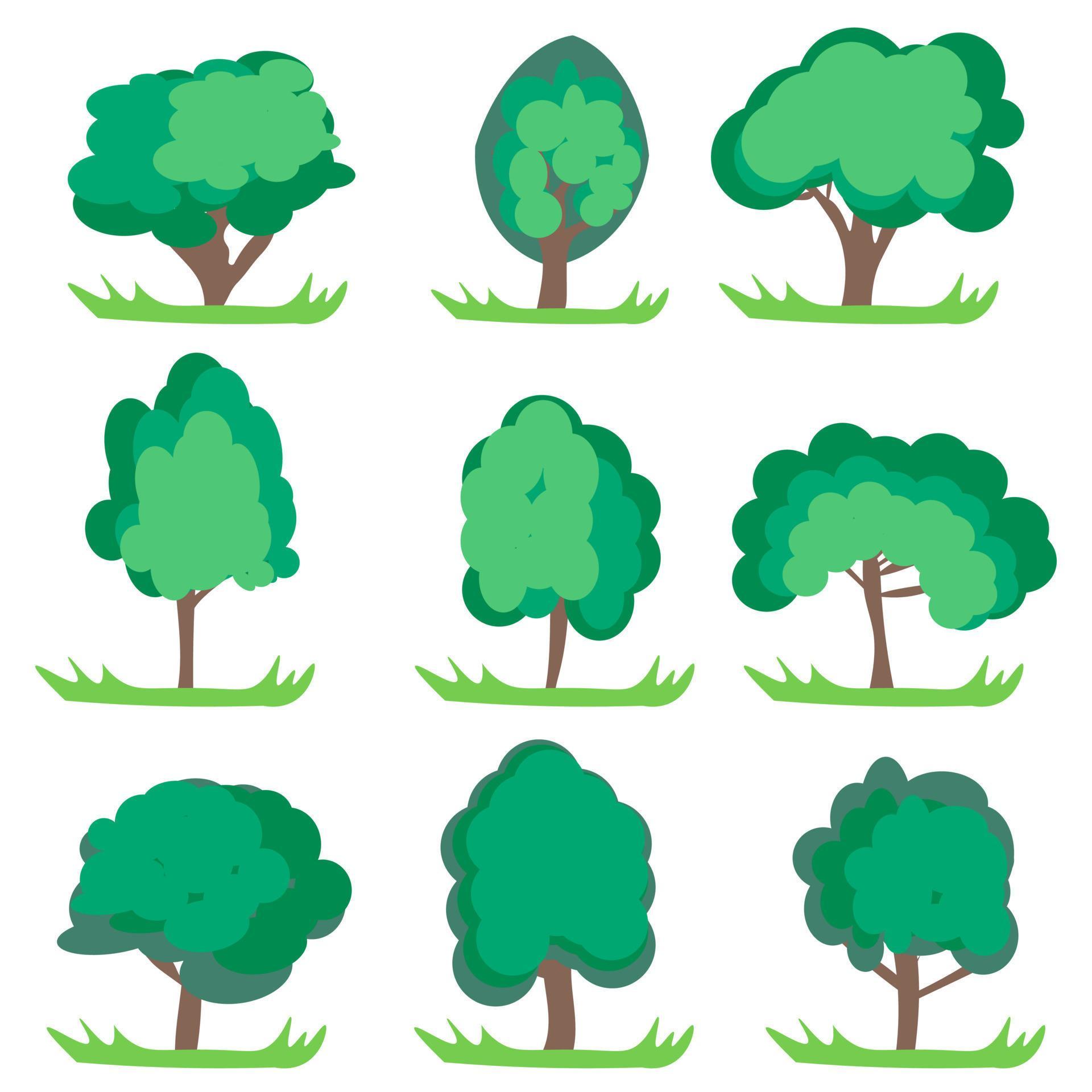 Set of abstract trees in vector eps 10. Vector hand drawn illustration ...