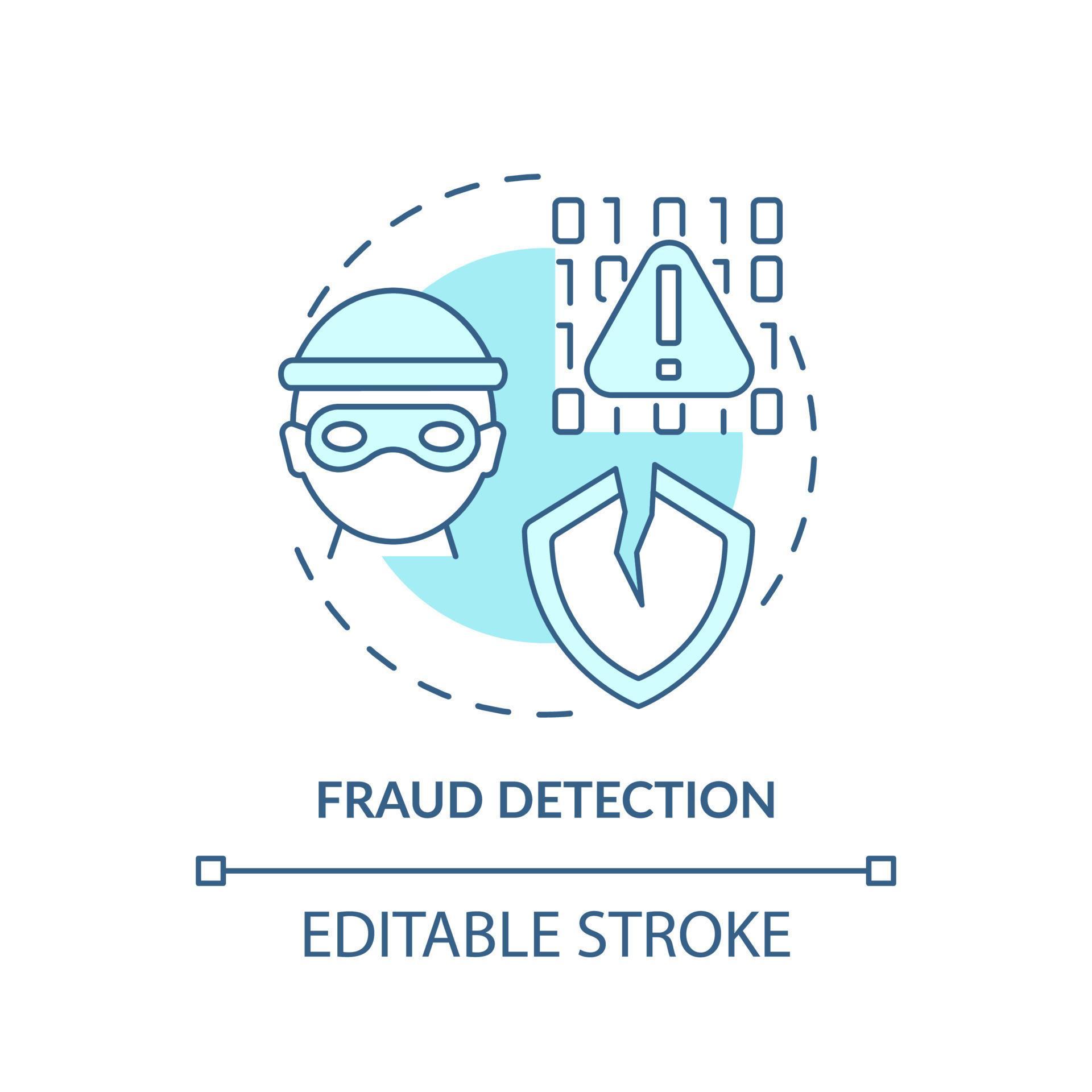 Fraud detection turquoise concept icon. Fraudulent activity. Use of ...