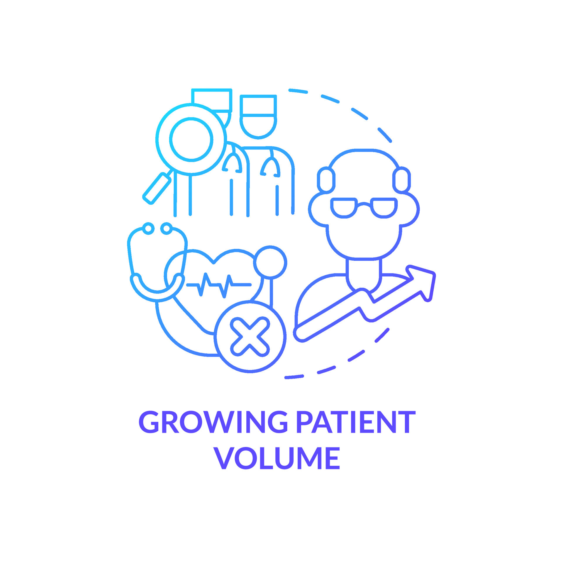 Growing patient volume blue gradient concept icon. Challenge for ... Growing patient volume blue gradient concept icon. Challenge for ...