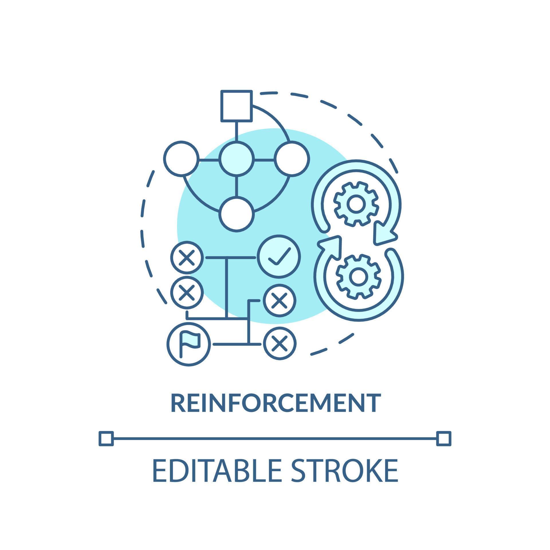 Reinforcement turquoise concept icon. Category of machine learning abstract idea thin line ...