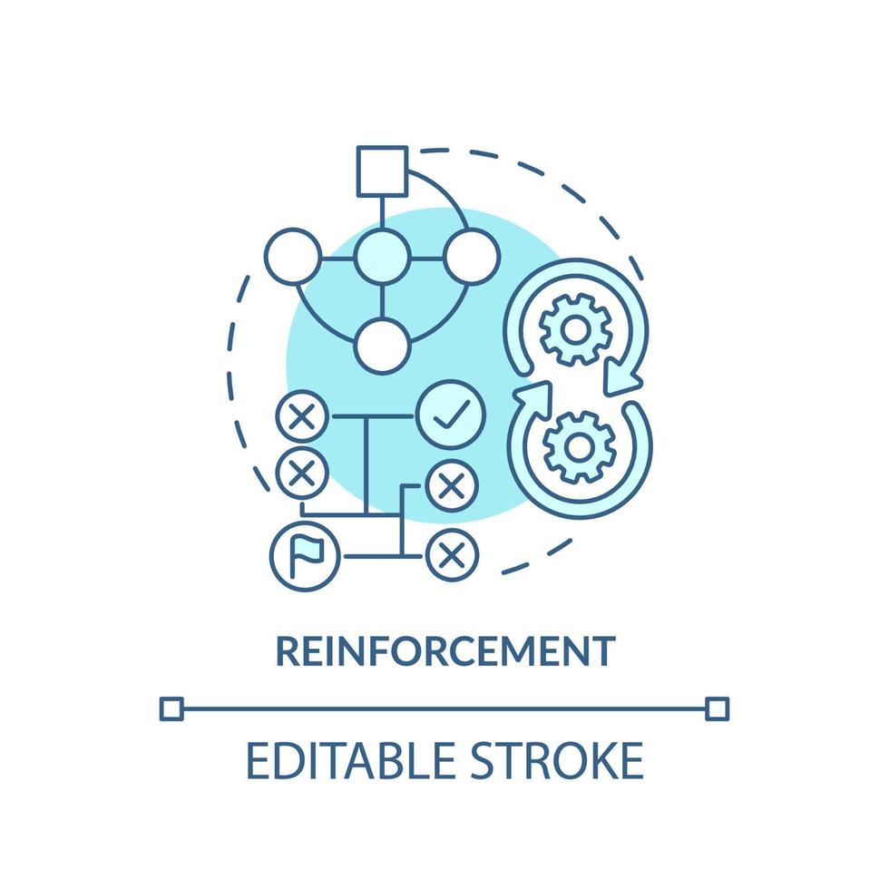 Reinforcement turquoise concept icon. Category of machine learning abstract idea thin line ...