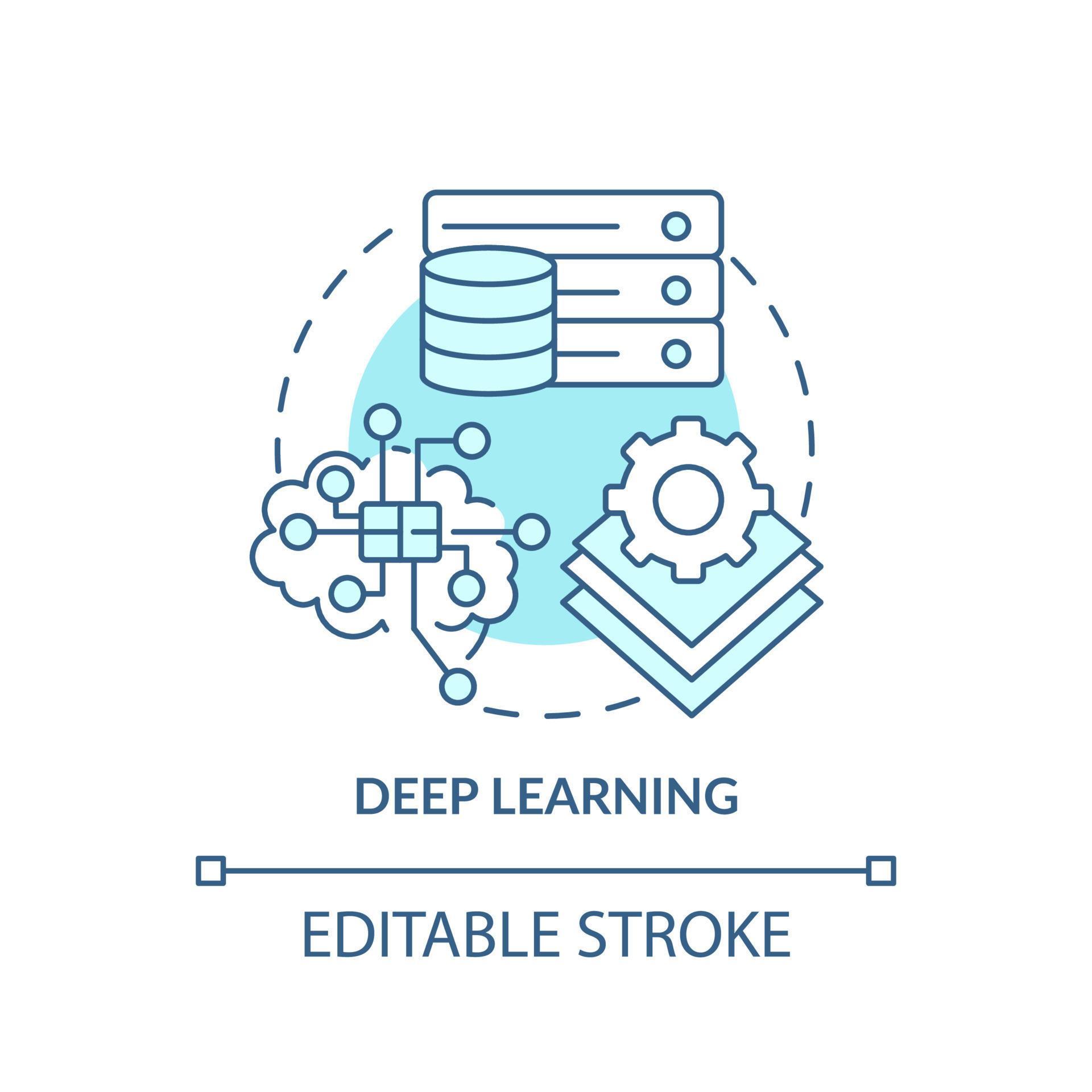 Deep learning turquoise concept icon. Excessive amount of data. Machine ...