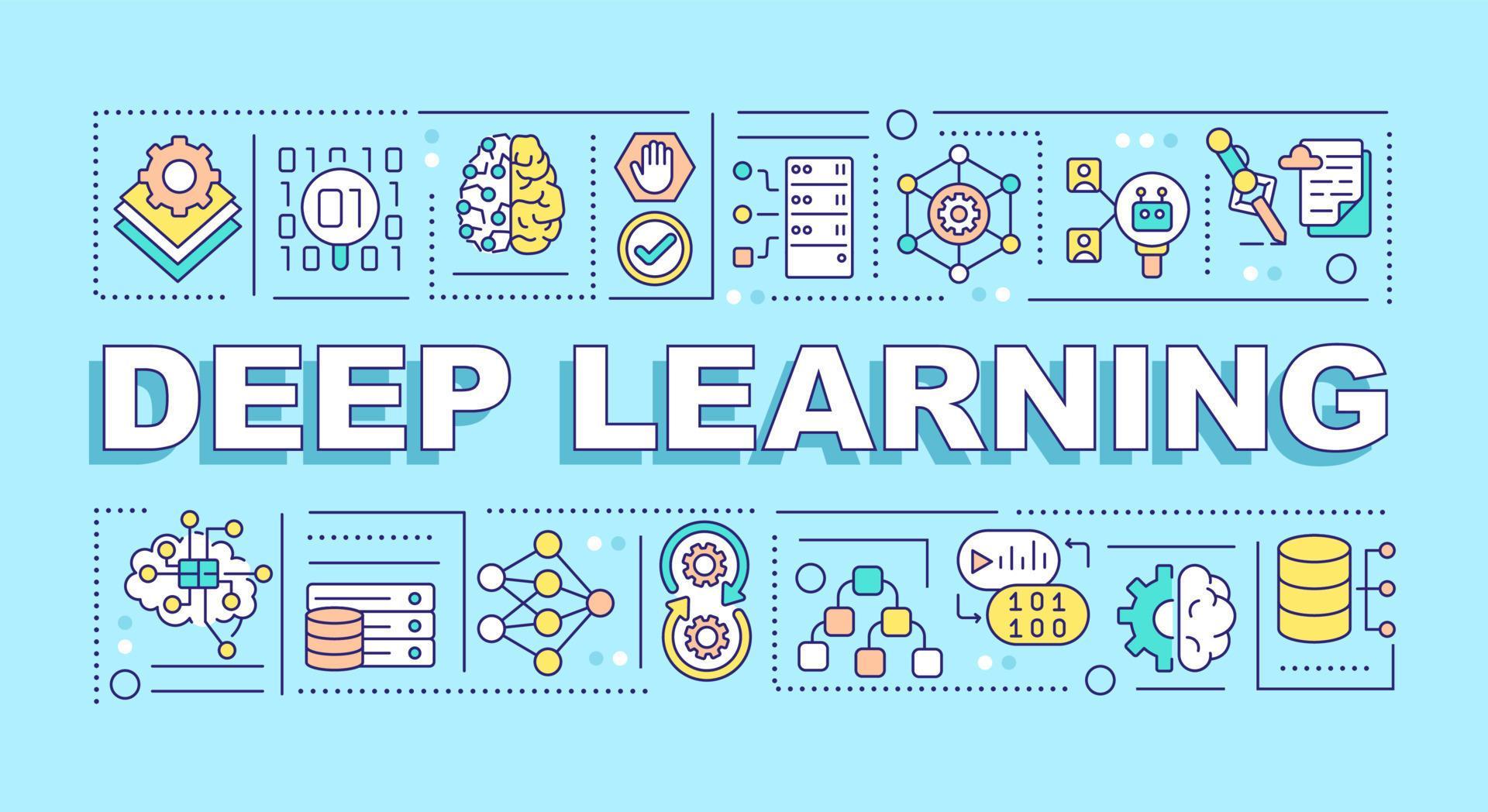 Deep learning word concepts blue banner. Neural network. Machine ...