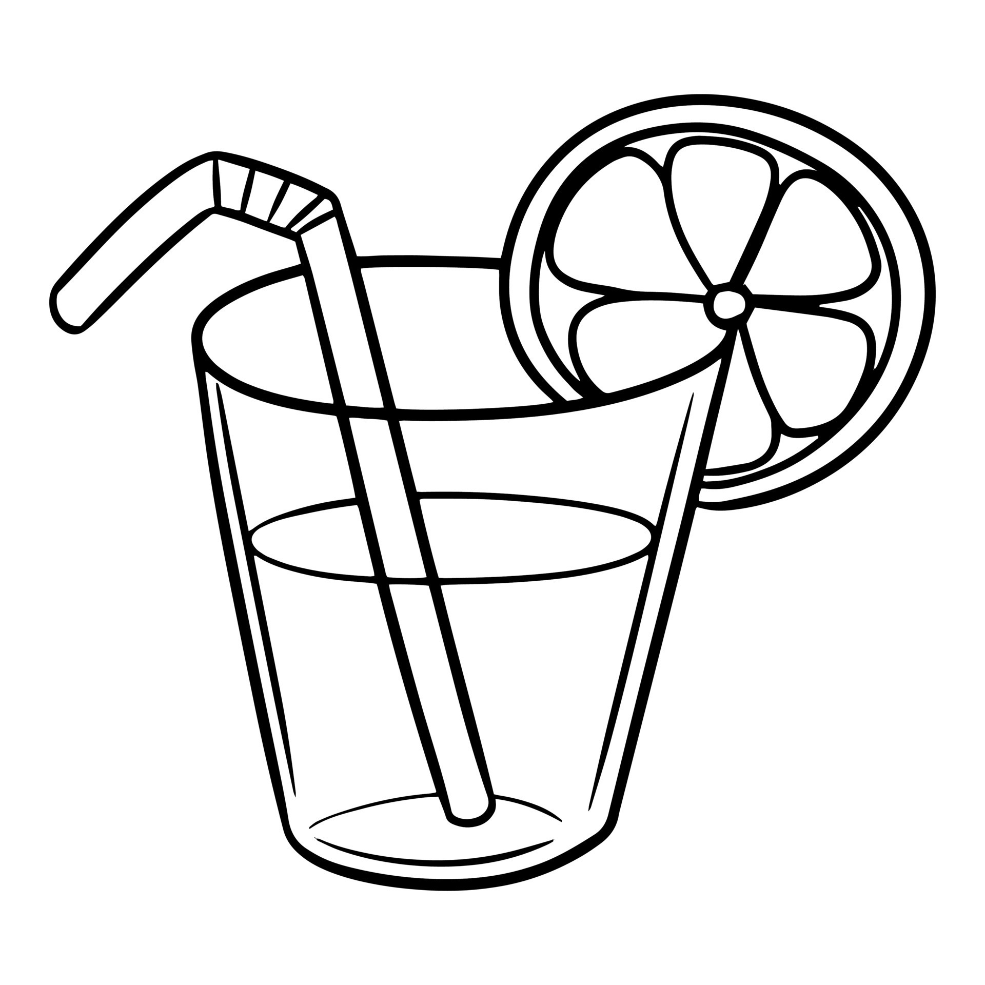 Glass Of Juice Clipart Black And White