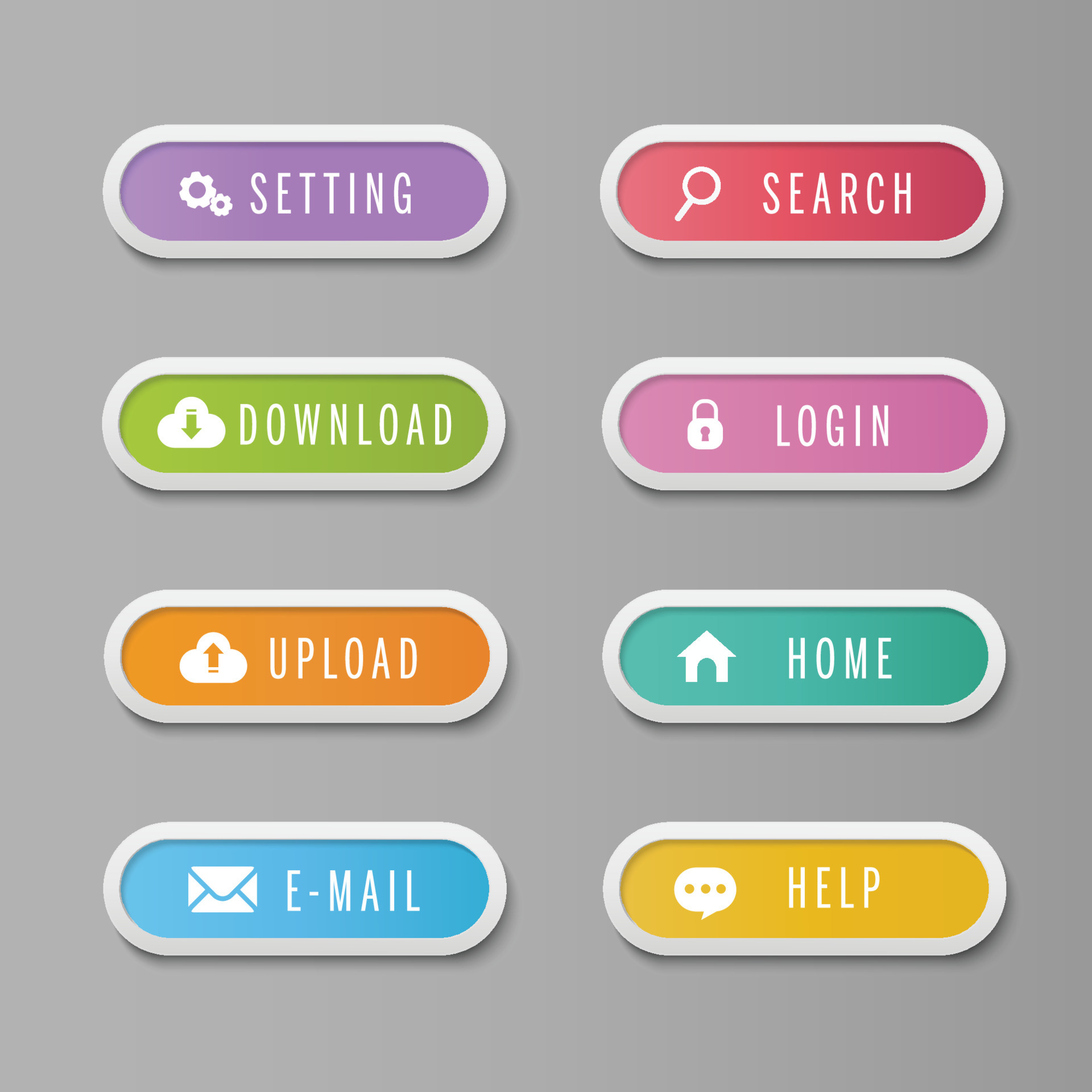 Vector web interface long button set 8216834 Vector Art at Vecteezy