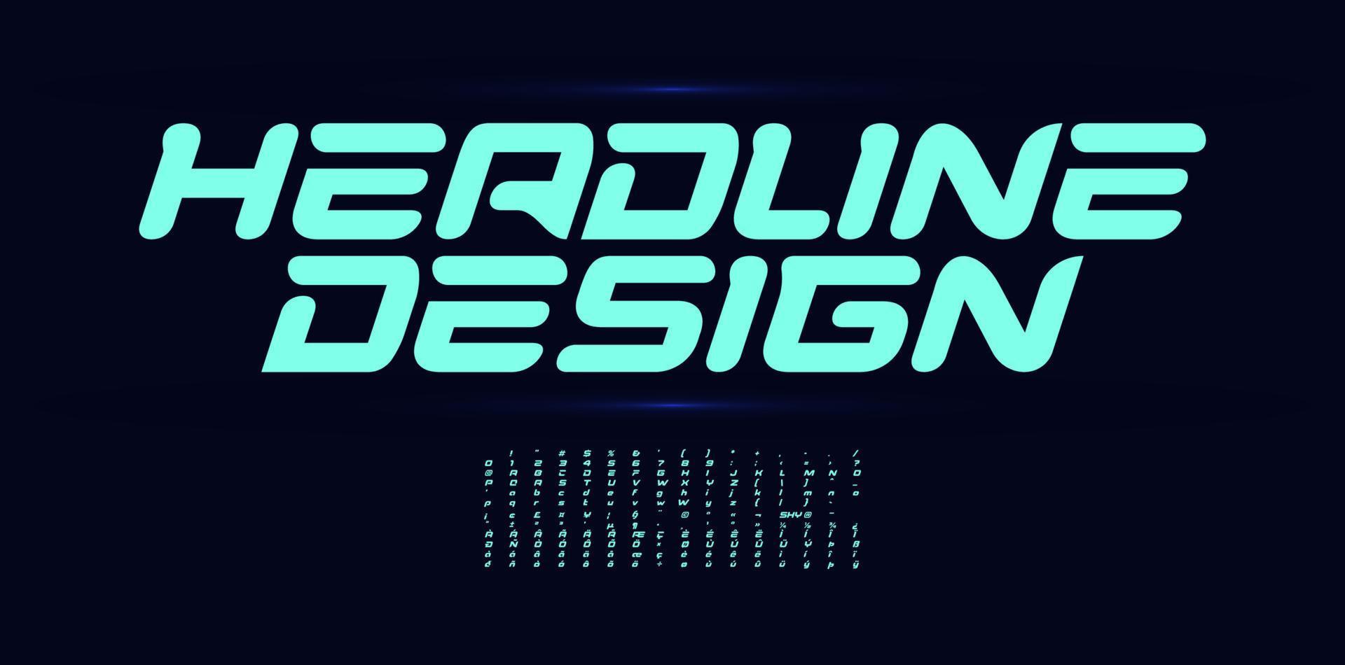 Futurism headline font glowing alphabet letters design. Digital cyber ... Futurism headline font glowing alphabet letters design. Digital cyber ...
