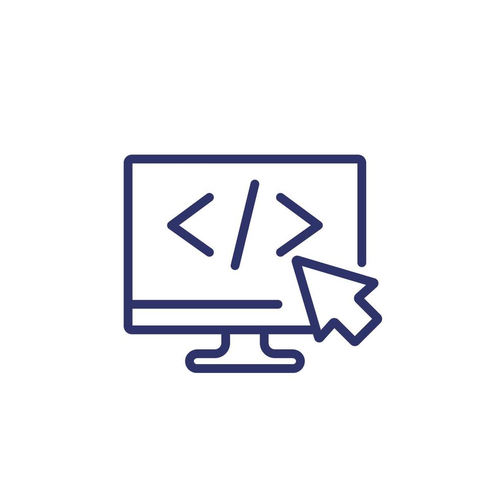 coding line icon with code on screen 8235646 Vector Art at Vecteezy