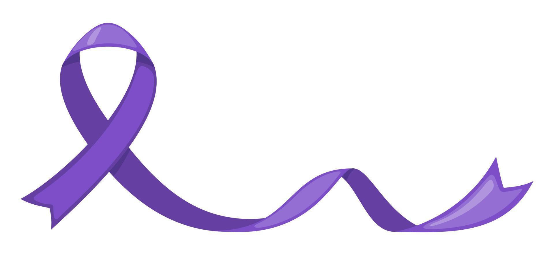 Purple Ribbon Icon In Flat Style Isolated On White Background Symbol