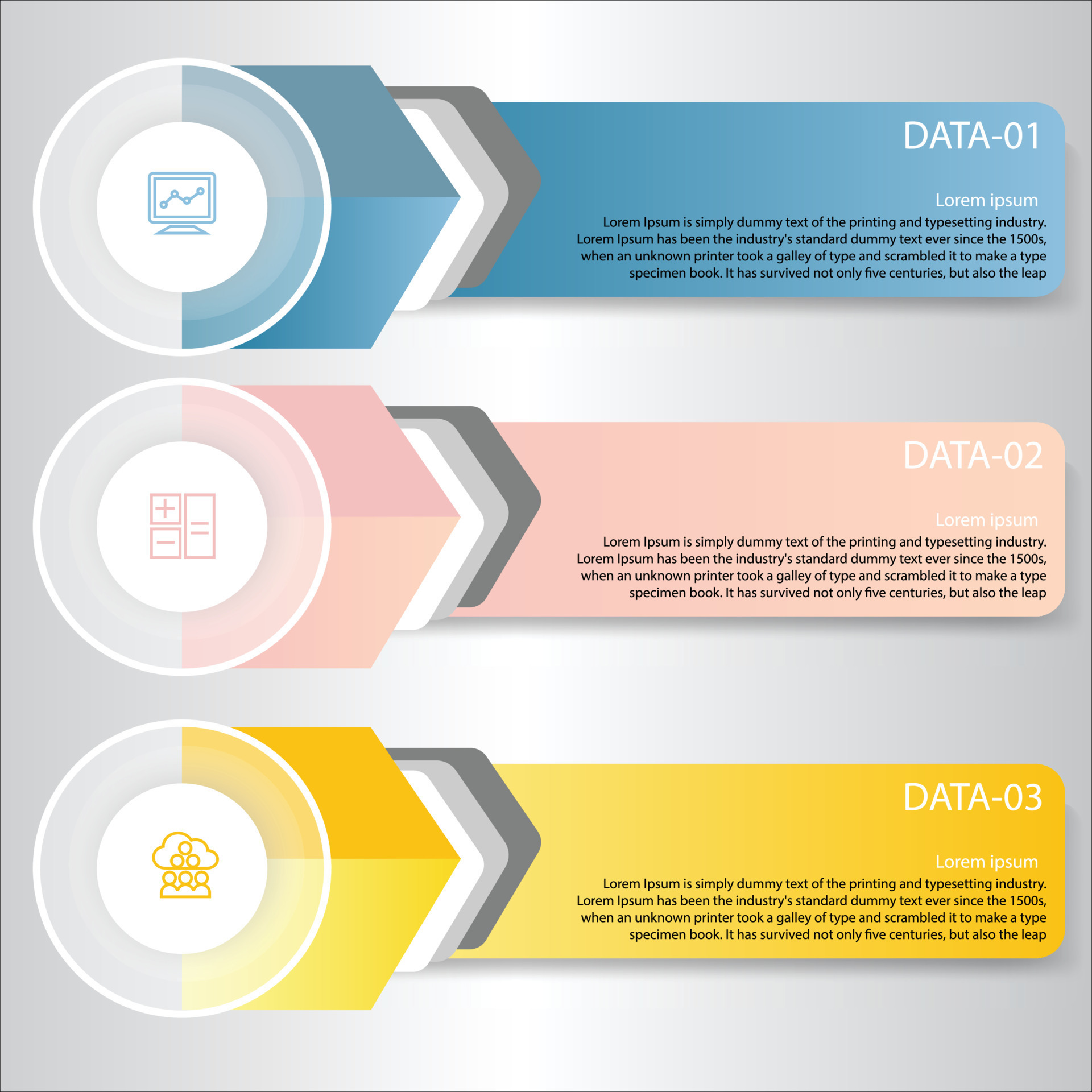 Infographic Rectangle And Circle Shape And Idea Data Vector Template Process Concept Step For