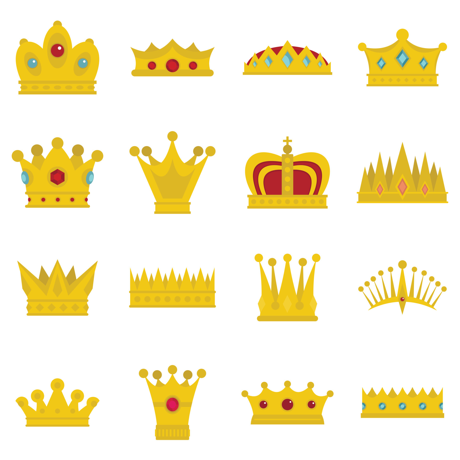 Crown Icons Set In Flat Style 8252108 Vector Art At Vecteezy