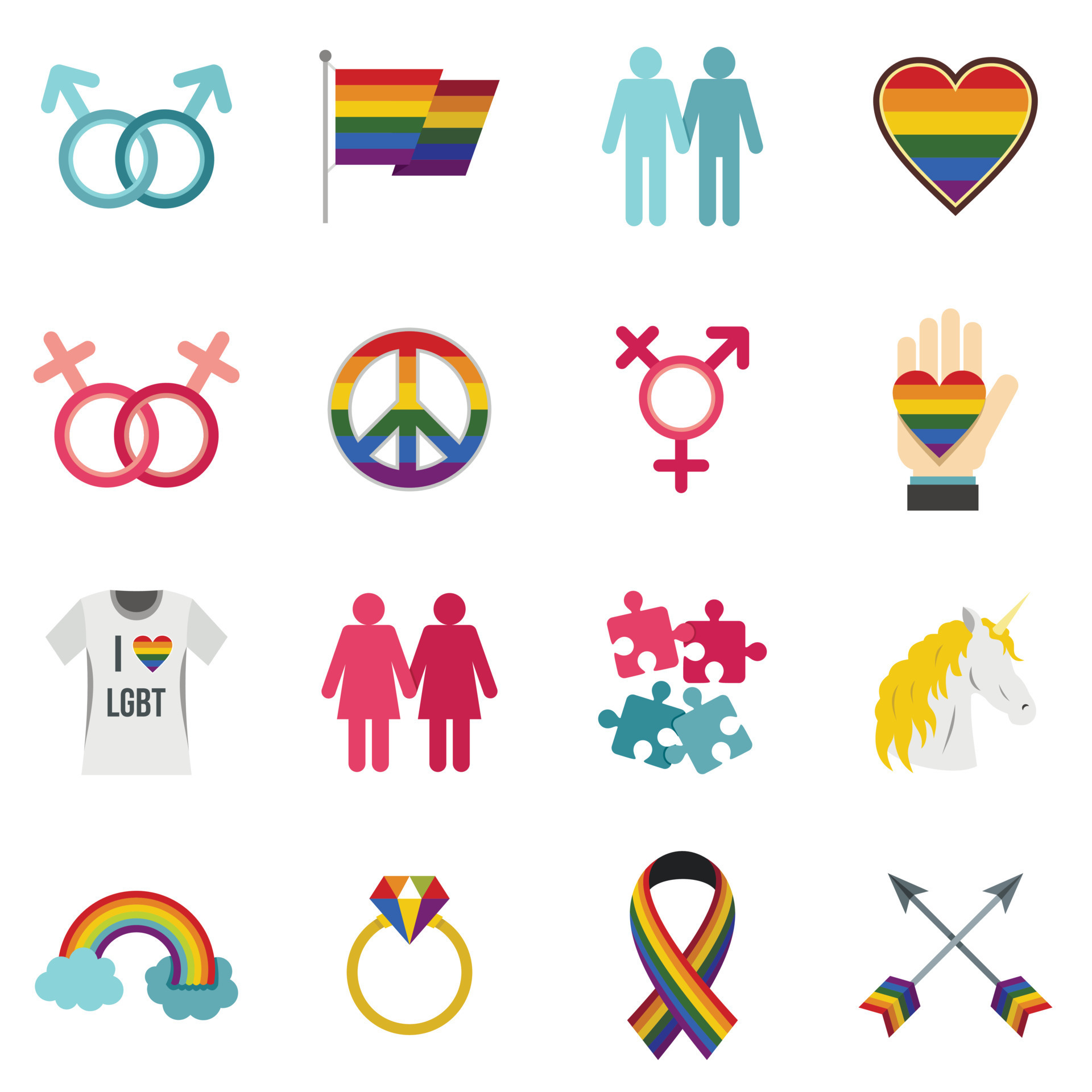 Lgbt set flat icons 8252618 Vector Art at Vecteezy