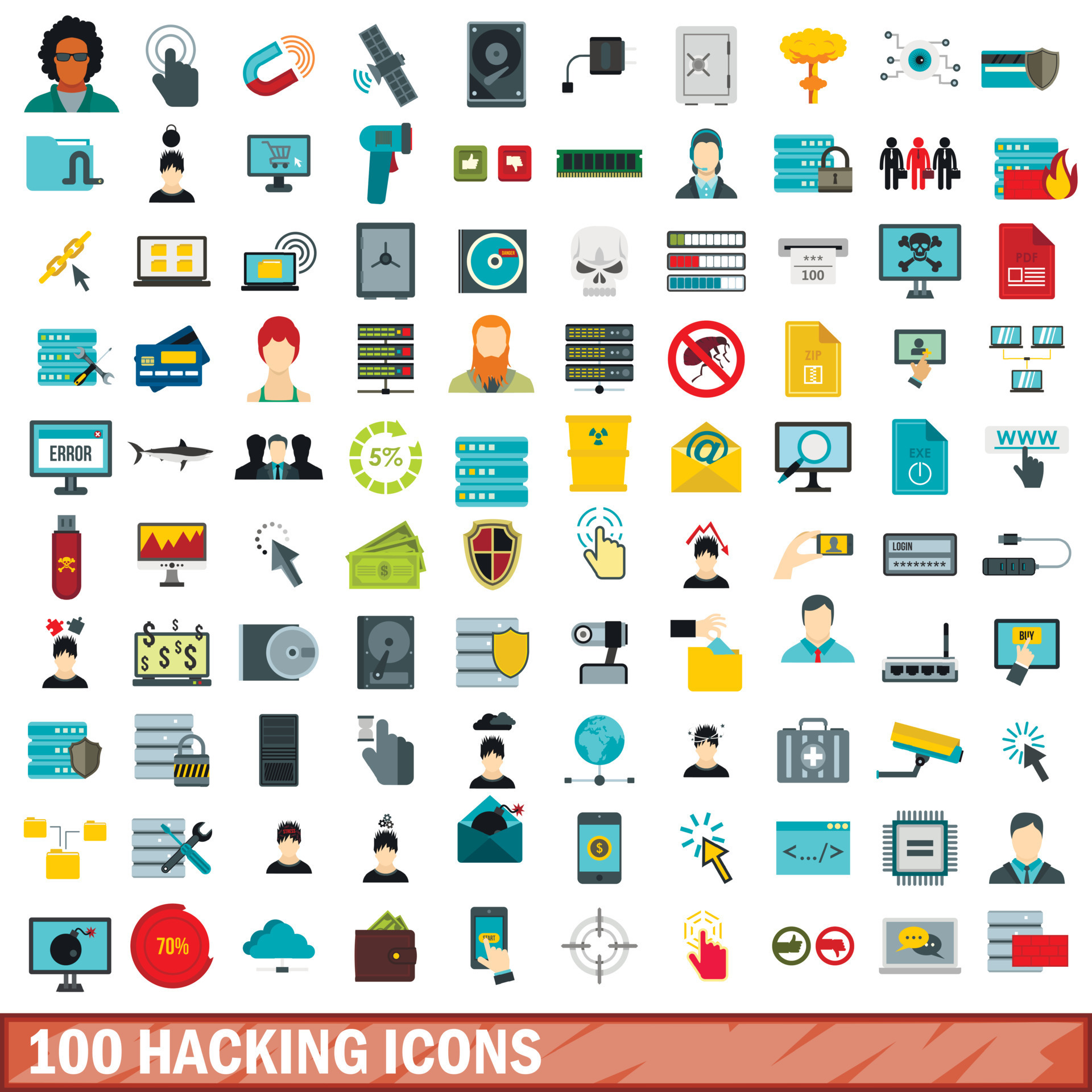 100 hacking icons set, flat style 8252647 Vector Art at Vecteezy 100 hacking icons set, flat style 8252647 Vector Art at Vecteezy
