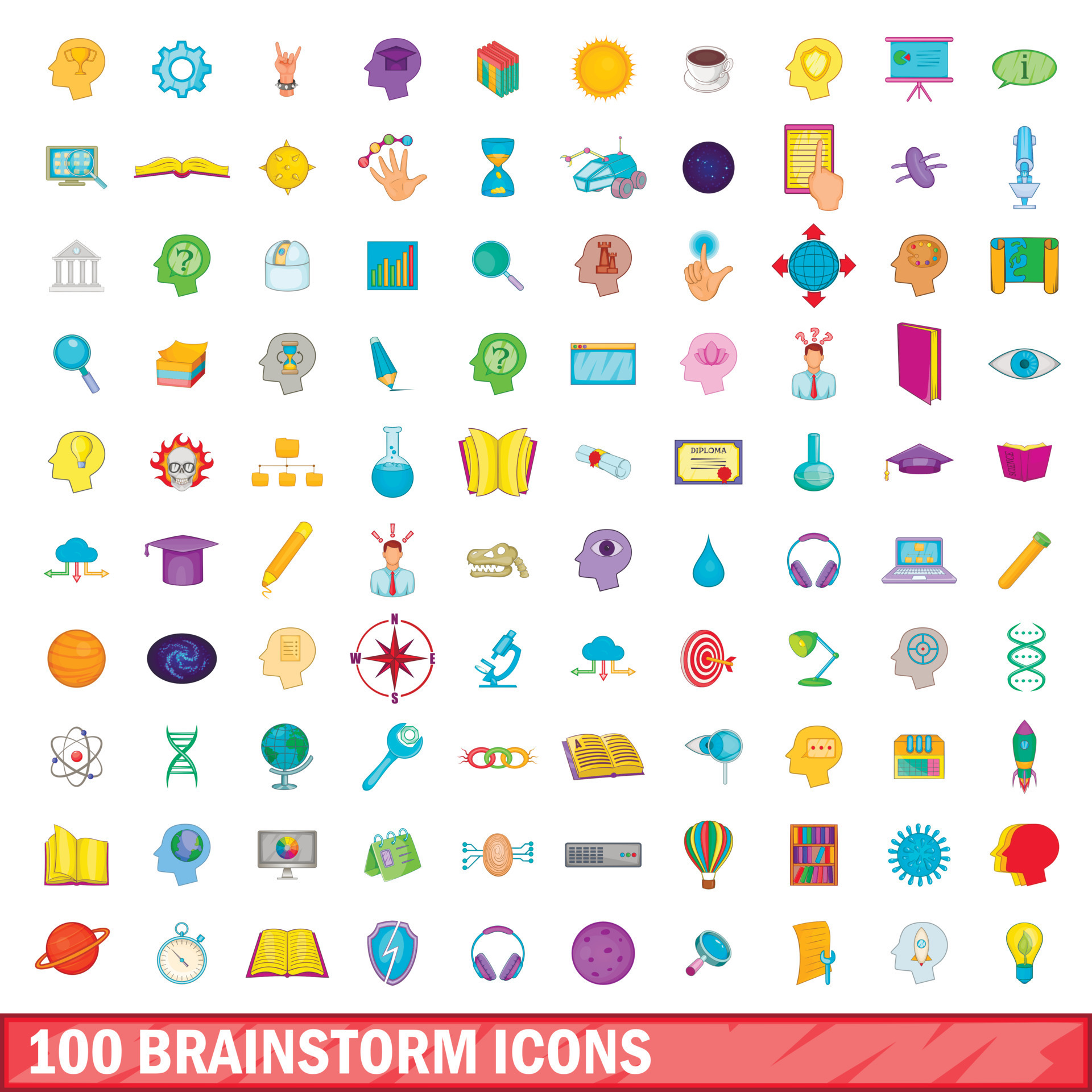100 brainstorm icons set, cartoon style 8252775 Vector Art at Vecteezy 100 brainstorm icons set, cartoon style 8252775 Vector Art at Vecteezy
