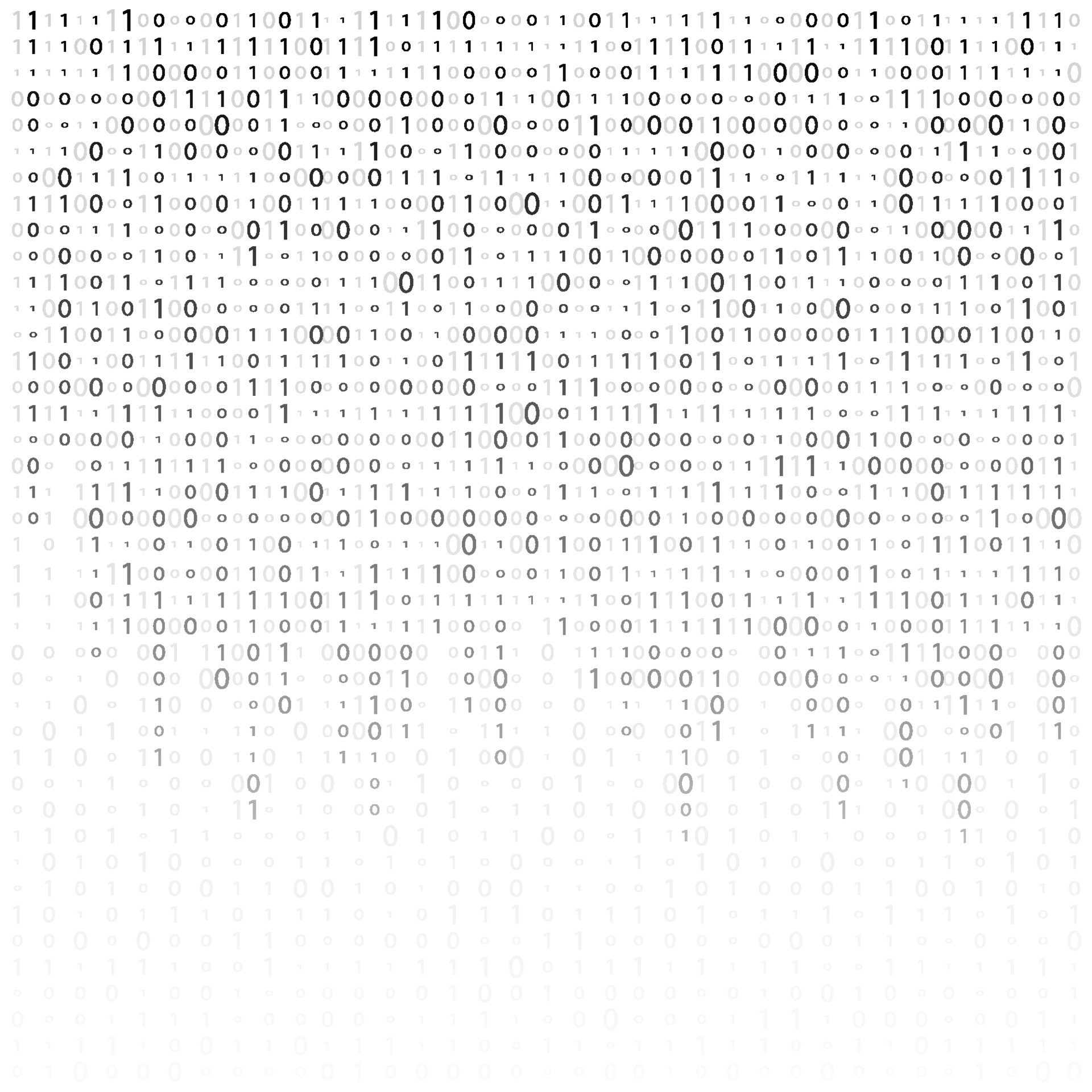 Background With Digits On Screen Binary Code Zero One Matrix White
