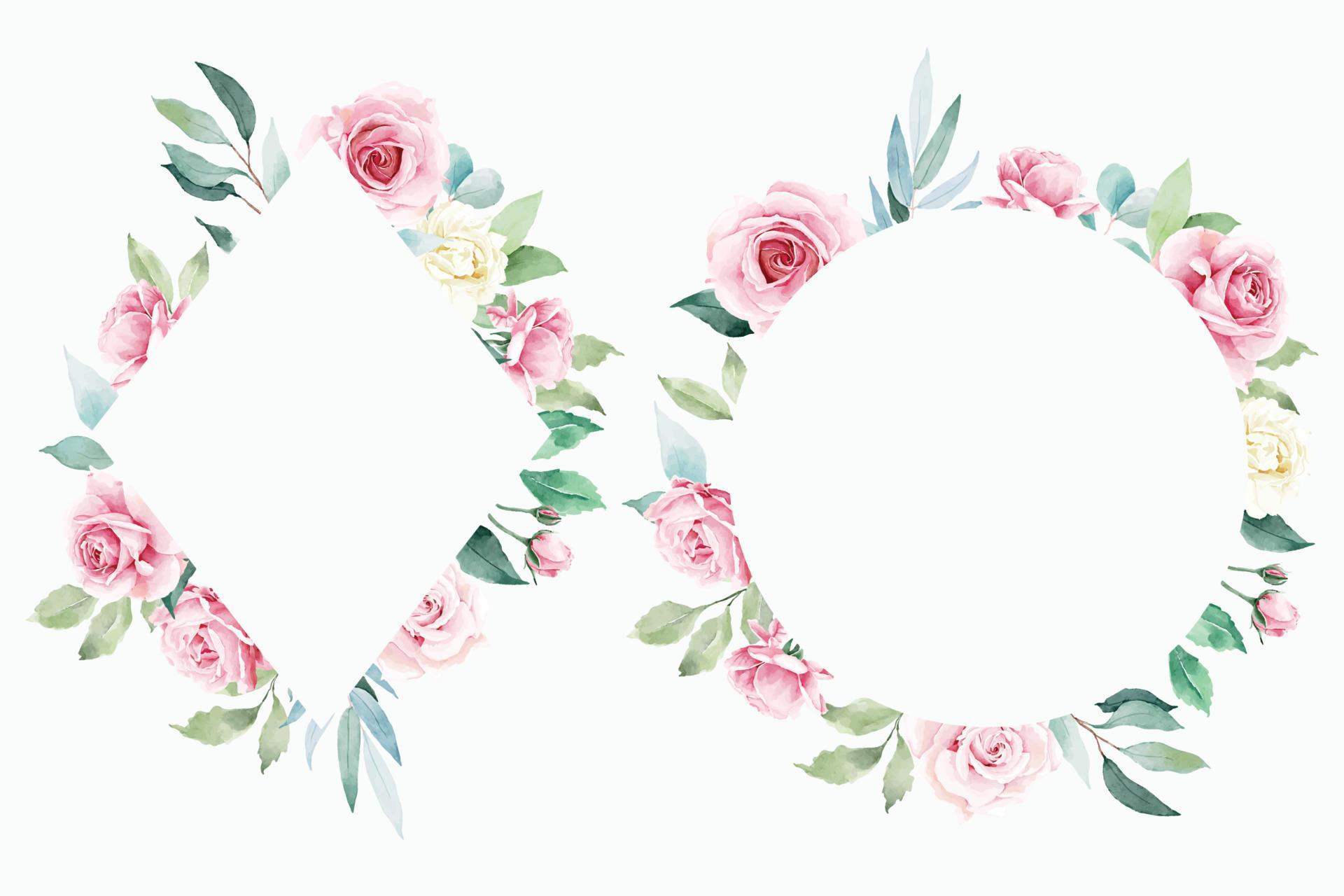 Rose floral frames in watercolor style 8255613 Vector Art at Vecteezy
