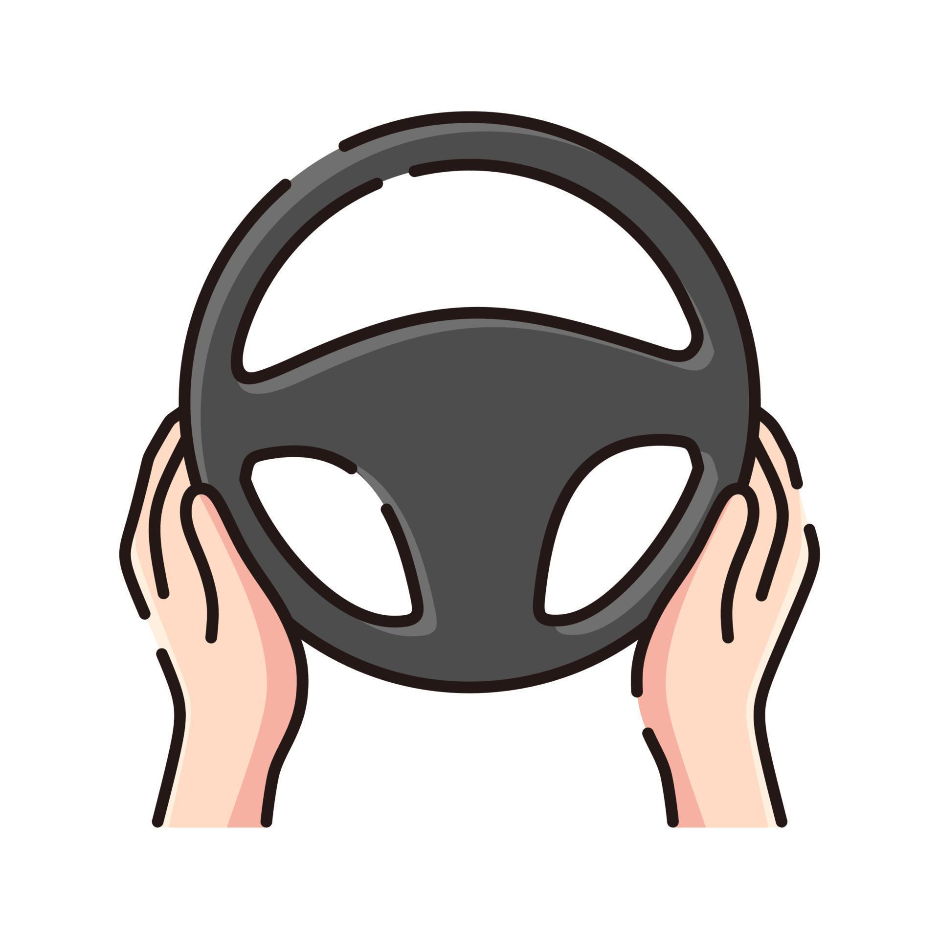 Steering wheel icon. Hands on steering wheel. Driver. Driving car. Test ...