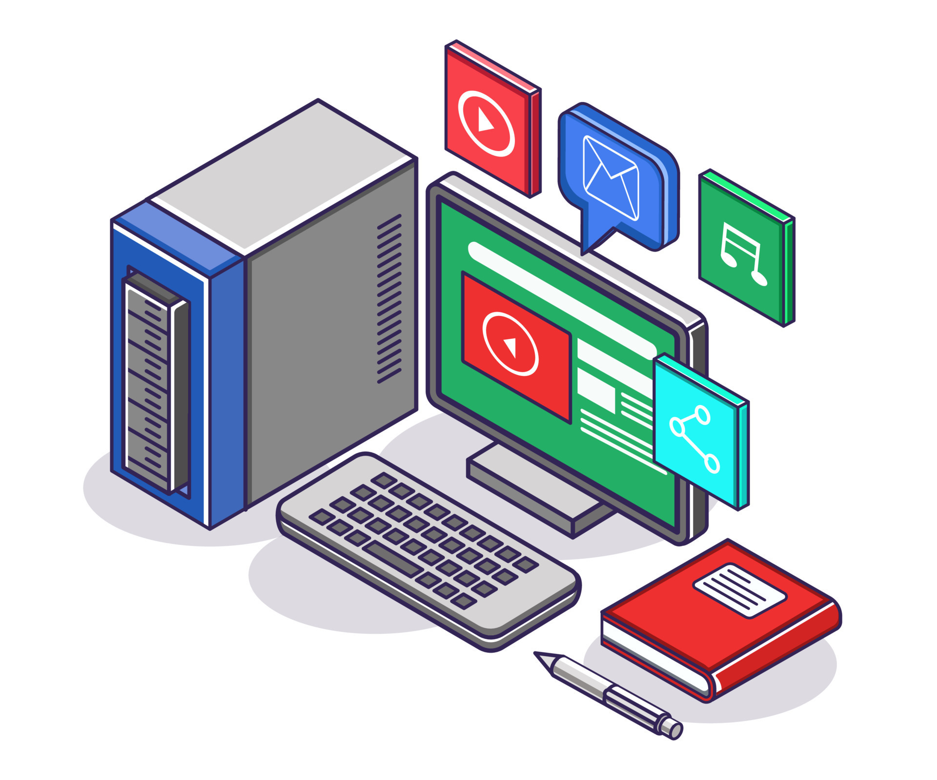 Desktop computers and smart apps 8258211 Vector Art at Vecteezy