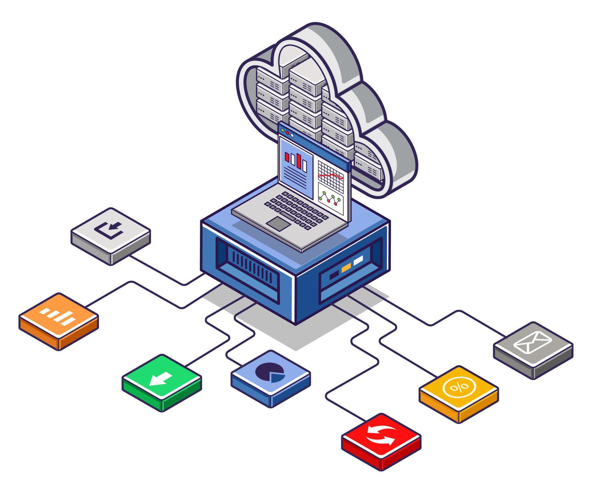 Cloud server application network computer 8258313 Vector Art at Vecteezy