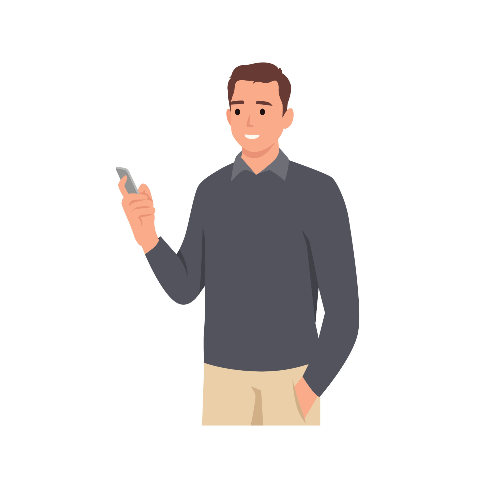 Young Man Is Holding A Smartphone Person And Gadget Communication In