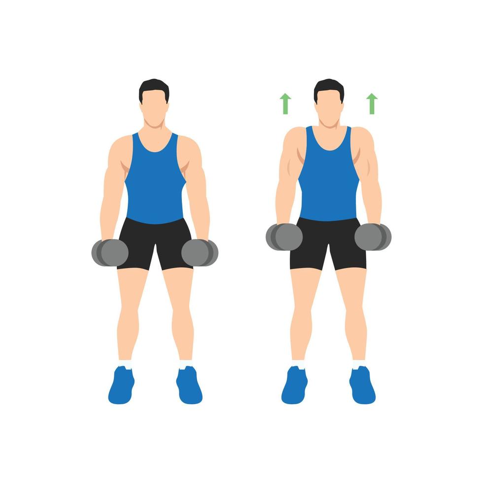 Hombre Haciendo Ejercicio De Vista Frontal De Encogimientos De