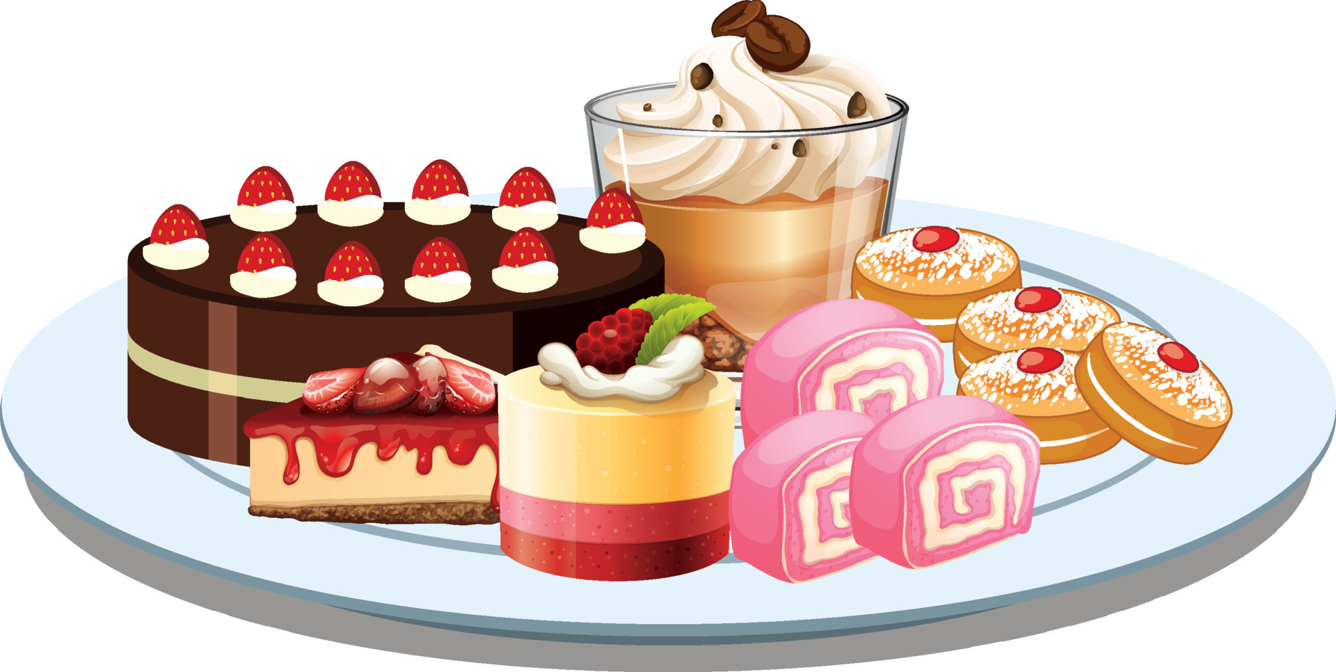 Sweet Bakery Dessert With Strawberry 8273470 Vector Art At Vecteezy